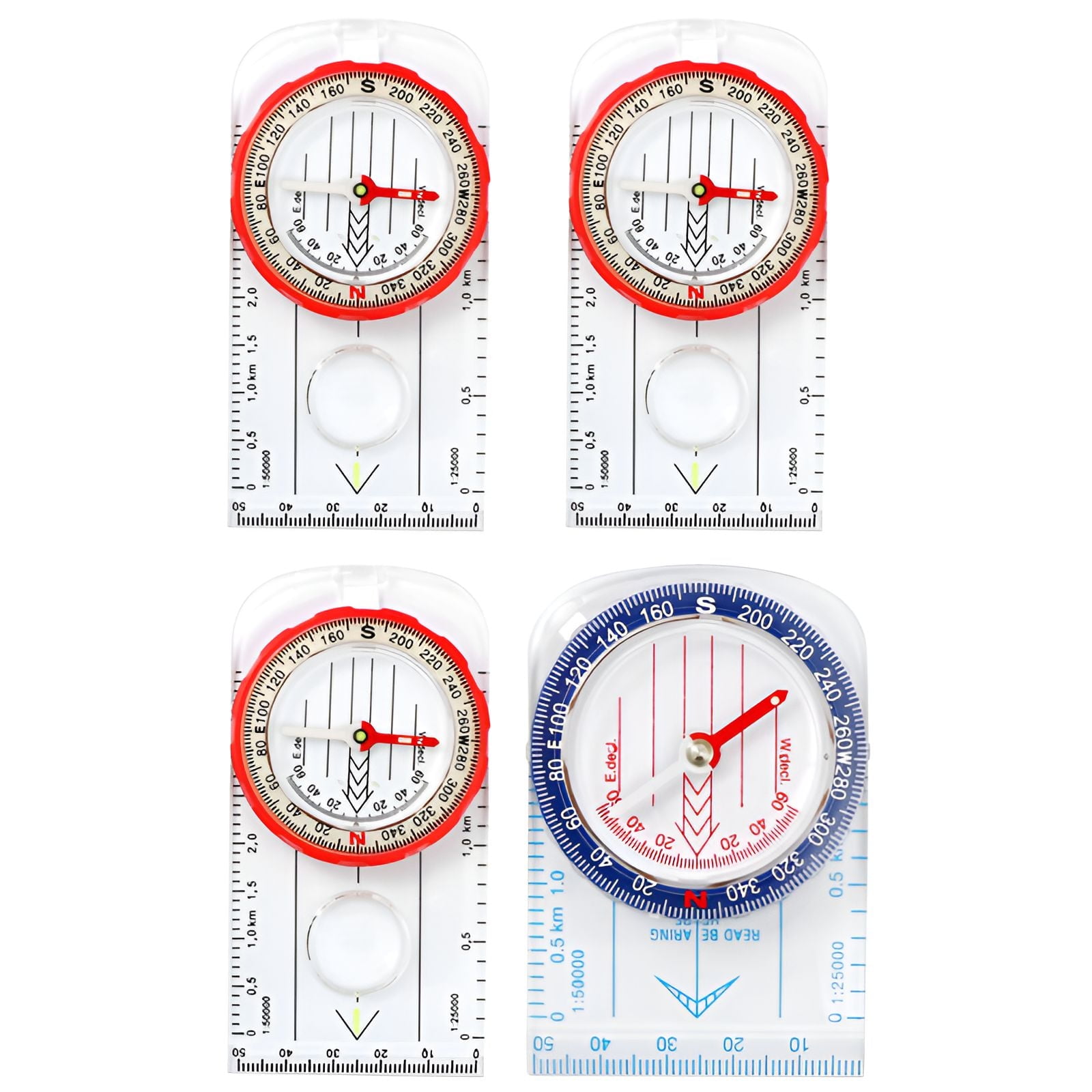 GJX 4Pcs Compass Hiking Survival,Cold-Resistant Design Compass,Compact ...