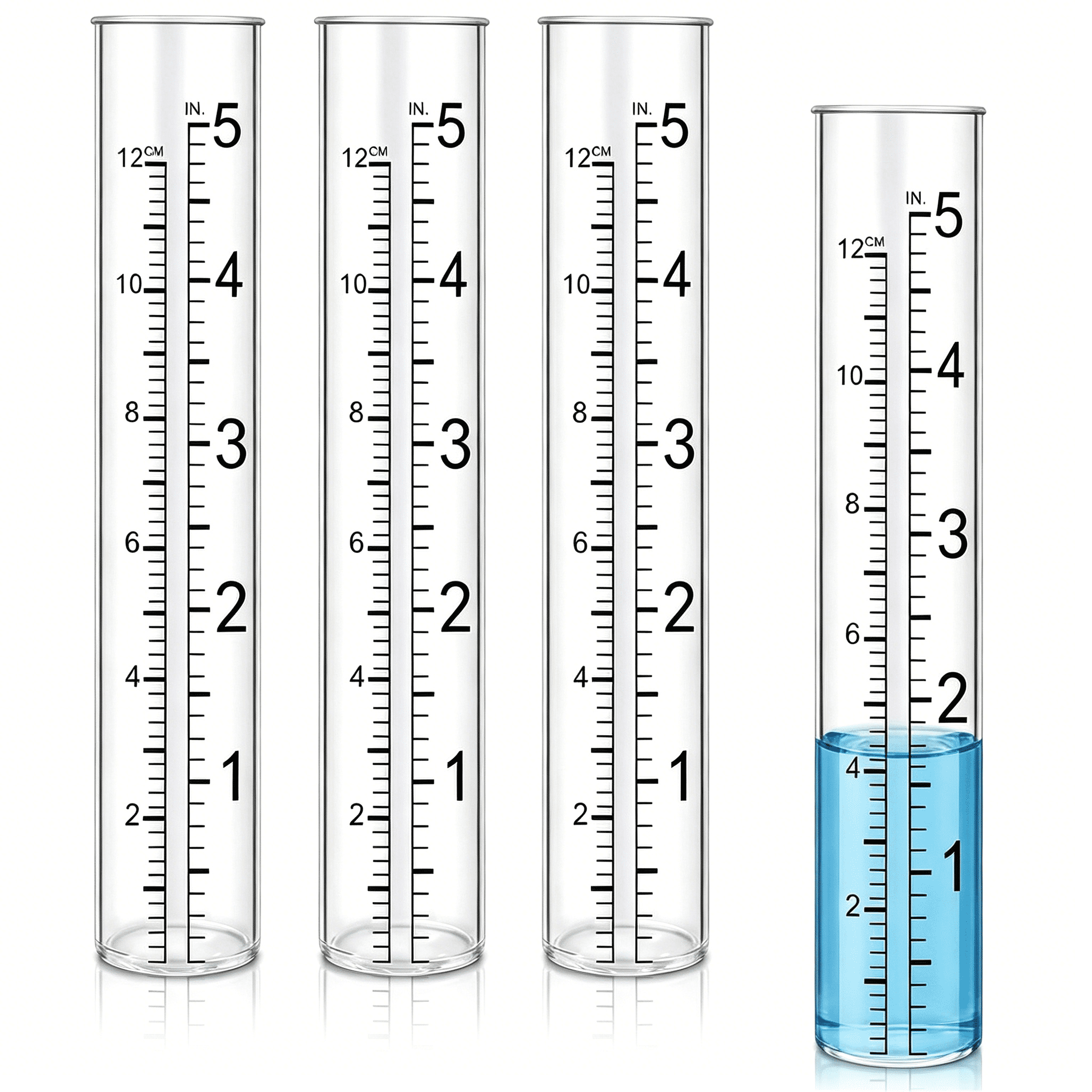 GJX 5" Capacity Rain Gauge Replacement Tubes,4 Pcs Plastic Rain Gauges ...