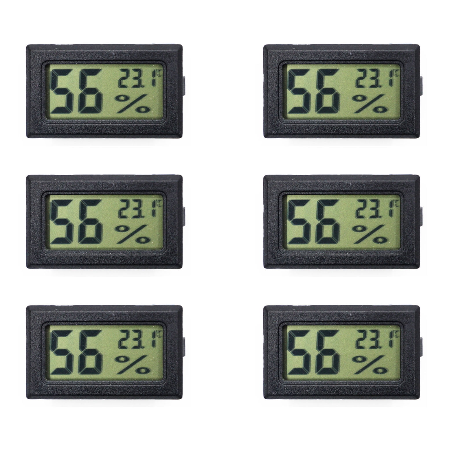GJX 6 Pcs Wireless Thermometer, LCD Display Hygrometer, Indoor Outdoor ...