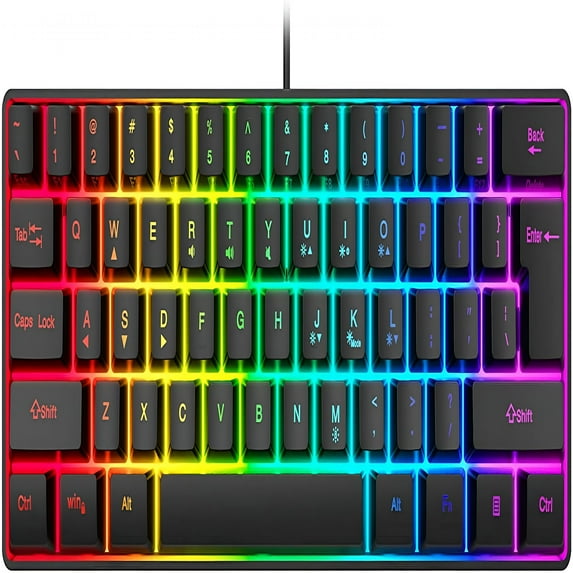GJX 60% Wired Gaming Keyboard, RGB Backlit Ultra-Compact Mini Keyboard ...