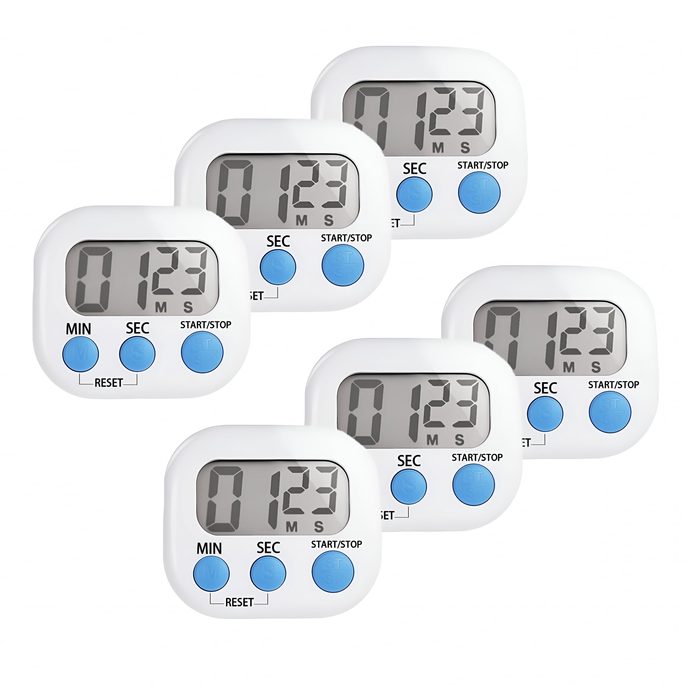 GJX 6Pcs Digital Kitchen Timer,Magnetic Digital Timers with Big Display ...