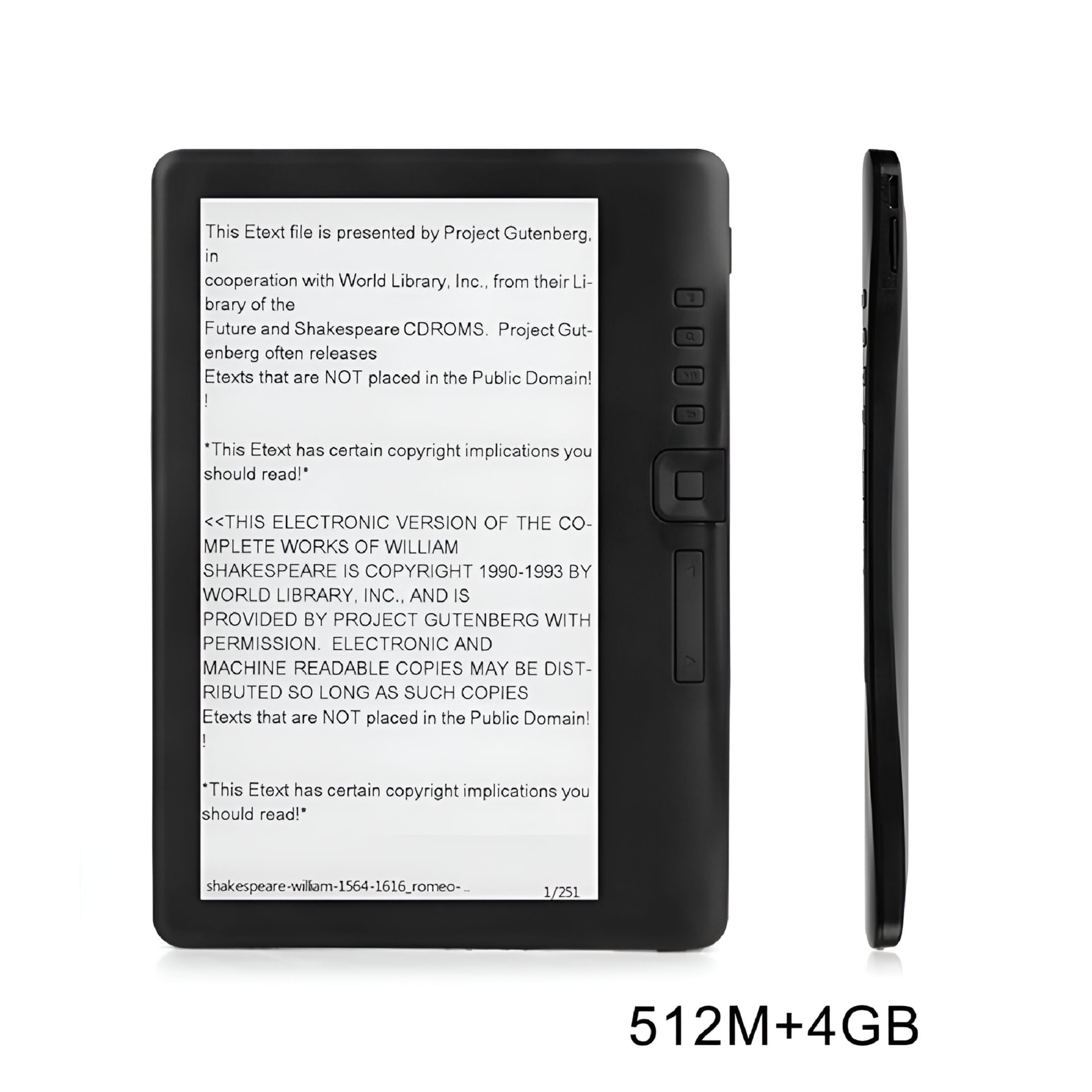 GJX 7 Inches Portable EBook Reader Builtin Backlight Support TF Card E ...