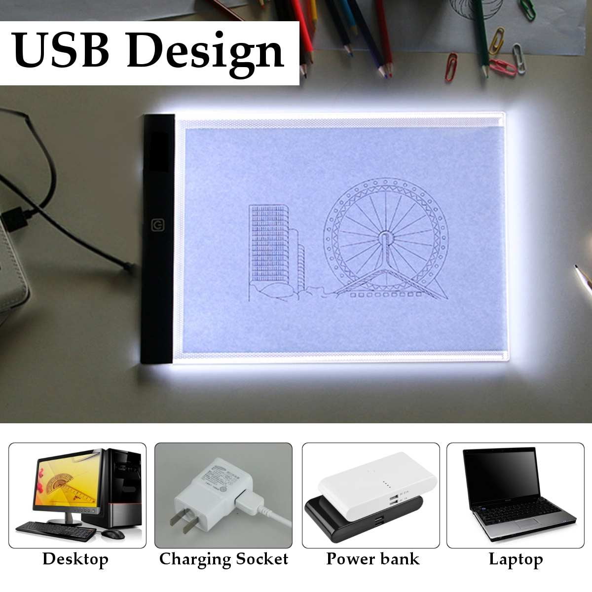 GJX A4 LED Drawing Pad Drawing Board, Adjustable Brightness Painting ...