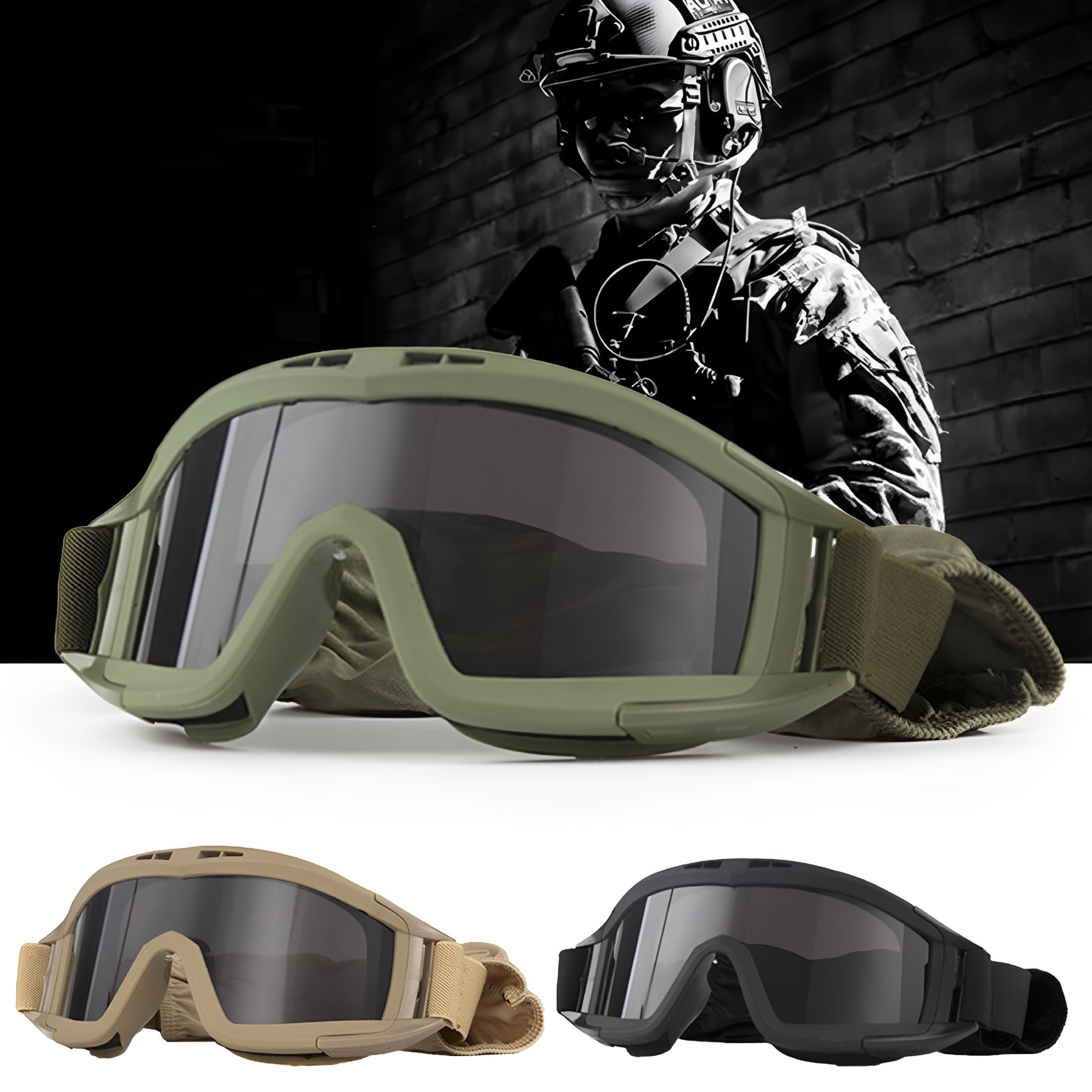 GJX Airsoft Goggles - Anti Fog Safety Glasses - Impact Resistant ...