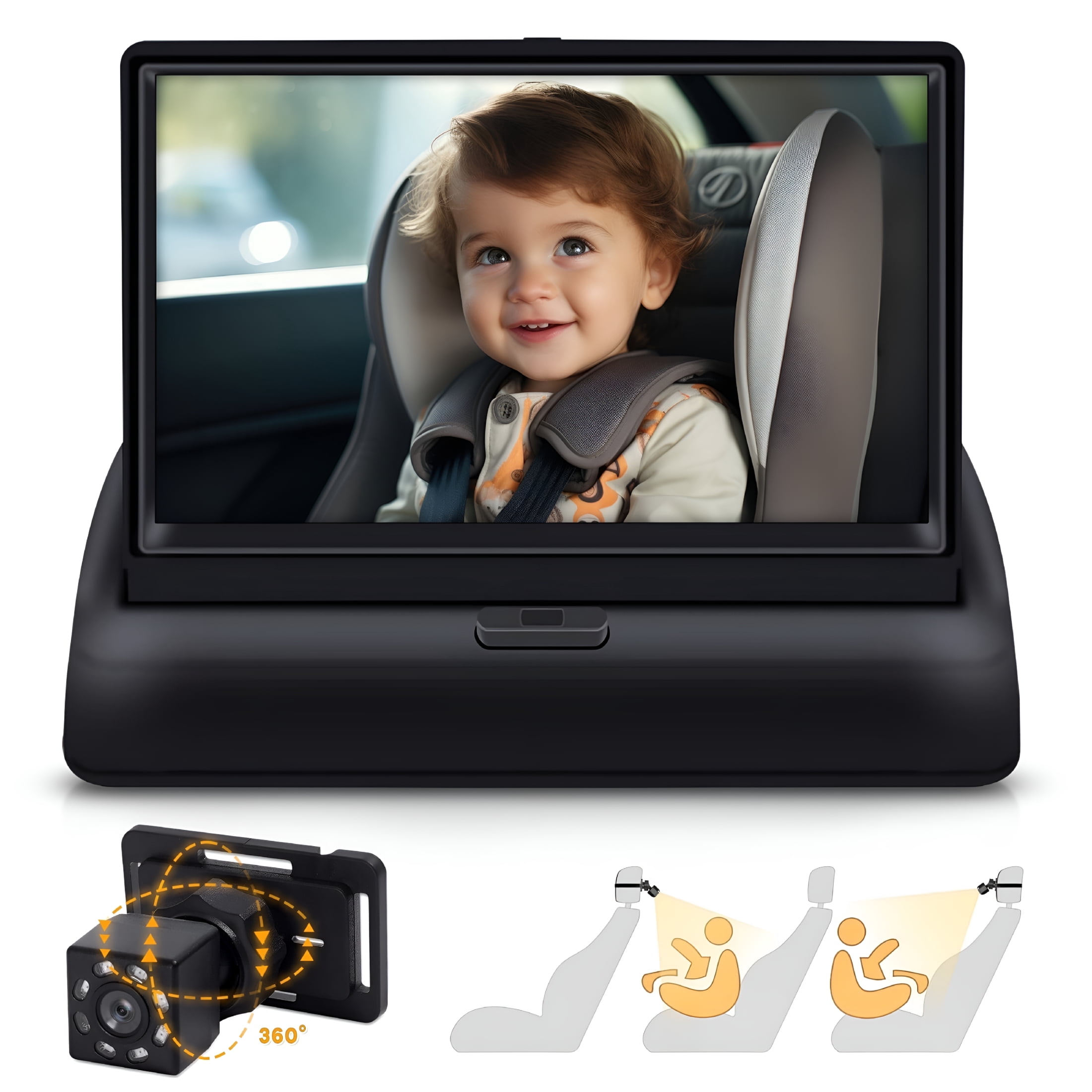 GJX Baby Car Camera,4.3'' HD Night Vision Function Car Mirror Display ...