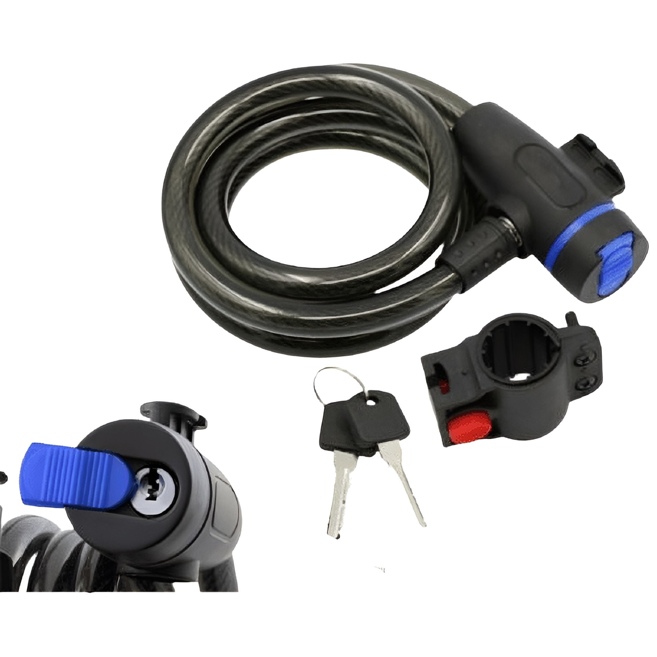 GJX Bicycle Cable Lock Bike Lock Heavy Duty 80mm x 120mm Anti Theft with keys Black - Walmart.com