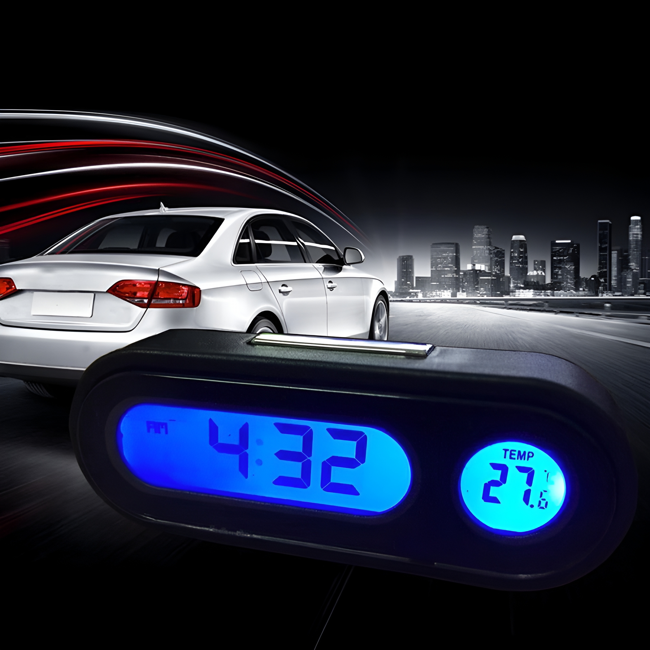 GJX Car Mini Electronic Clock, Auto Dashboard Clocks Luminous ...