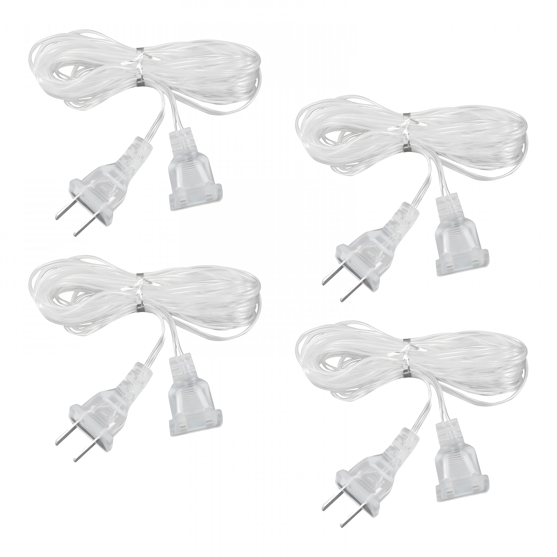 GJX Clear Extension Cord 16 FT,4 Pack Extension Cord,US plug Extension ...