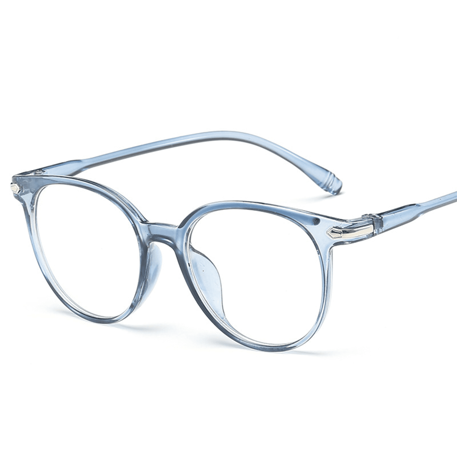 GJX Clear Glasses,Retro Round Plastic Frame Clear Blue Light Glasses ...