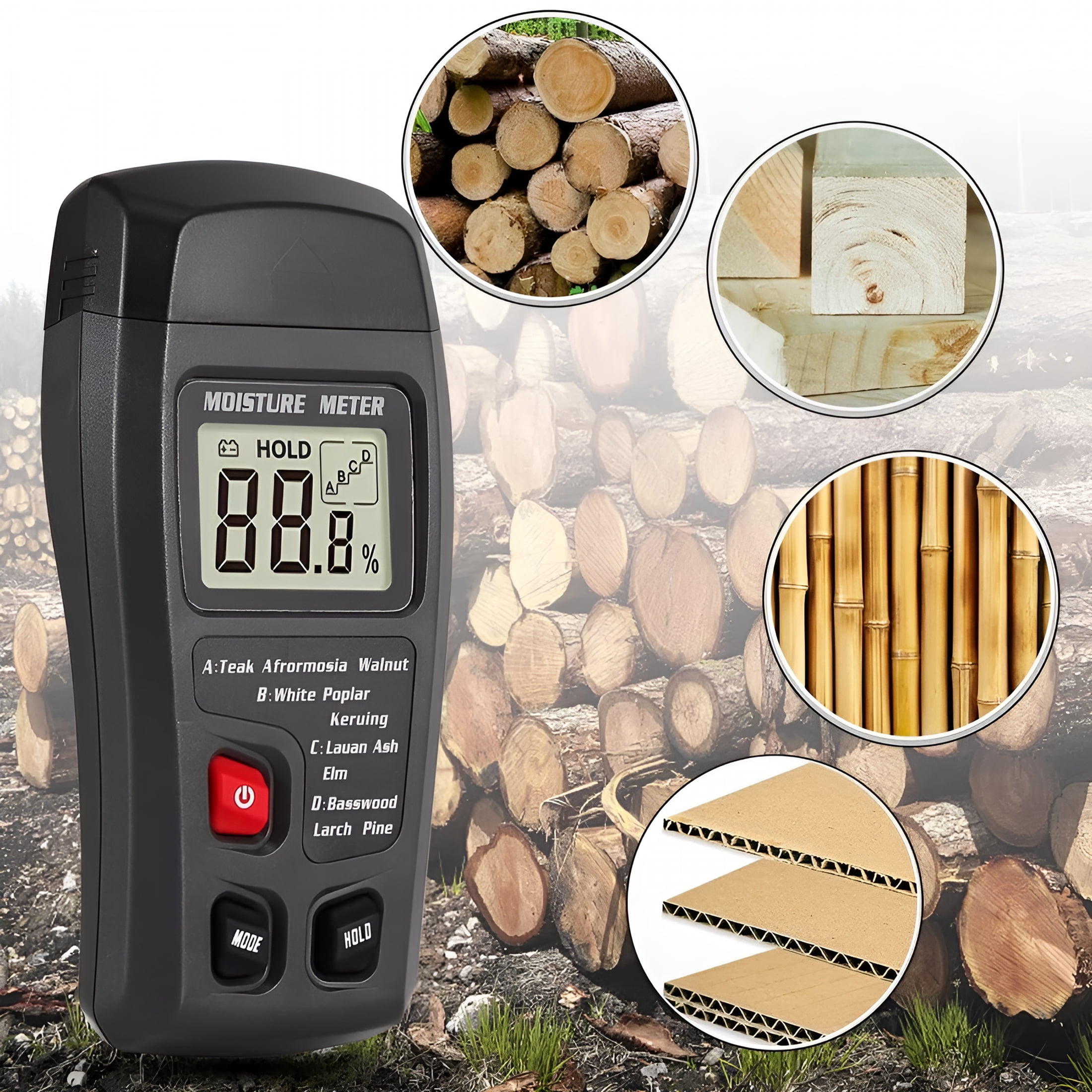 GJX Digital LCD Wood Moisture Meter,0-99.9% Humidity Tester Hygrometer ...