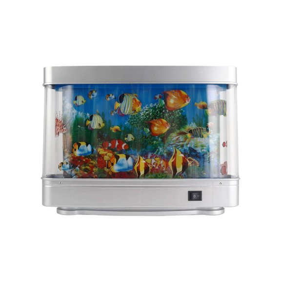 Playlearn Glow Desk Mini Aquarium with LED Lights, Fake Fish Tank for ...