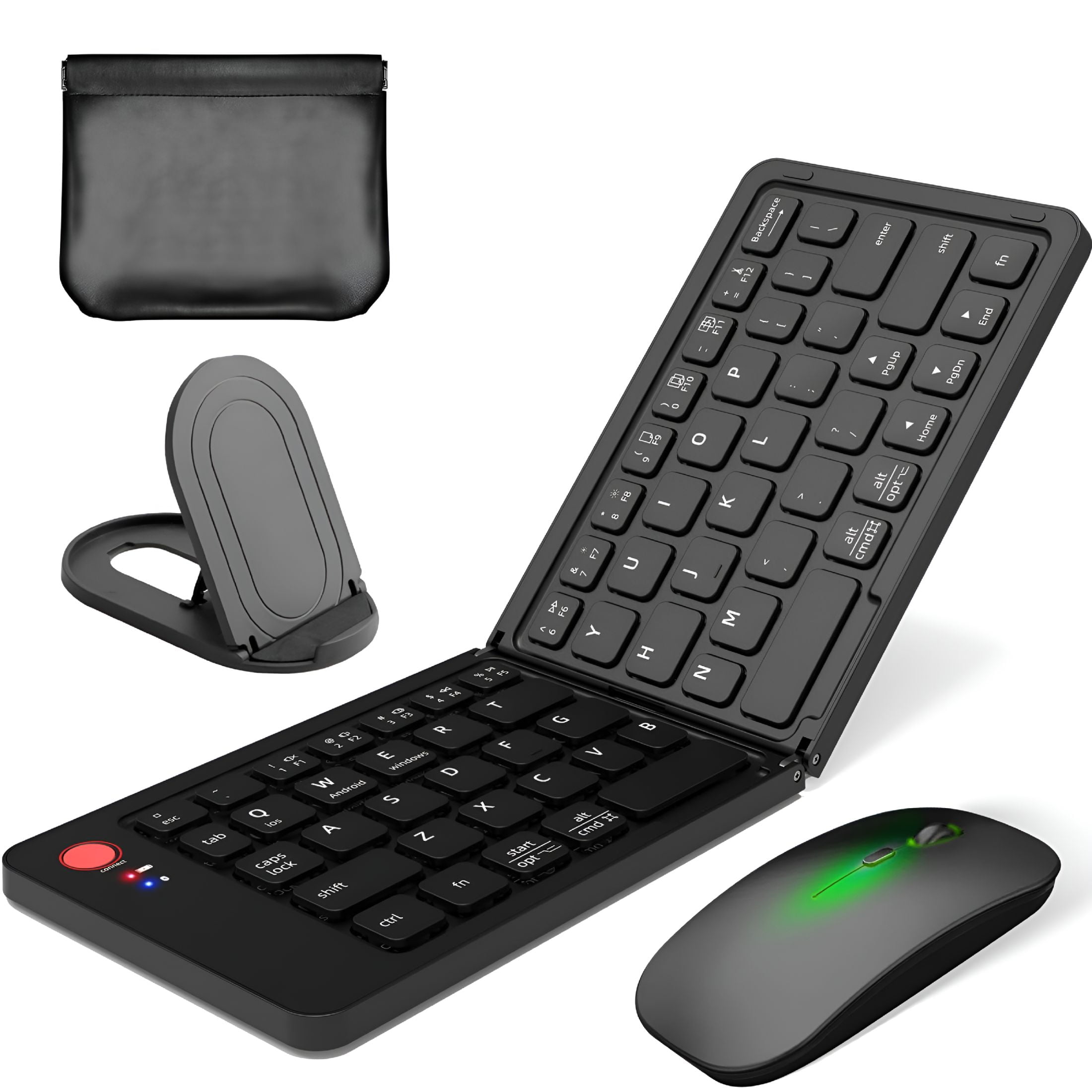 GJX Foldable Bluetooth Keyboard and Mouse, Portable Folding Wireless ...