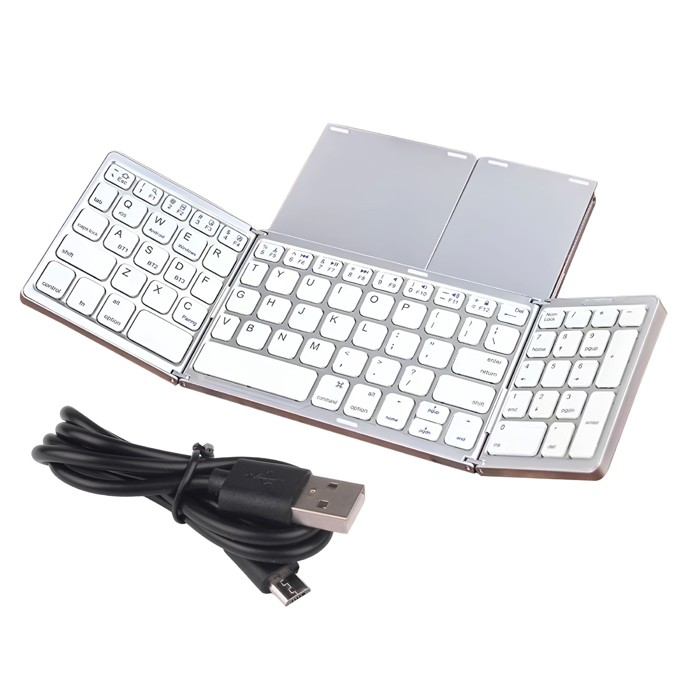 GJX Foldable Keyboard Ergonomic Rechargeable Three Folding Long Battery ...