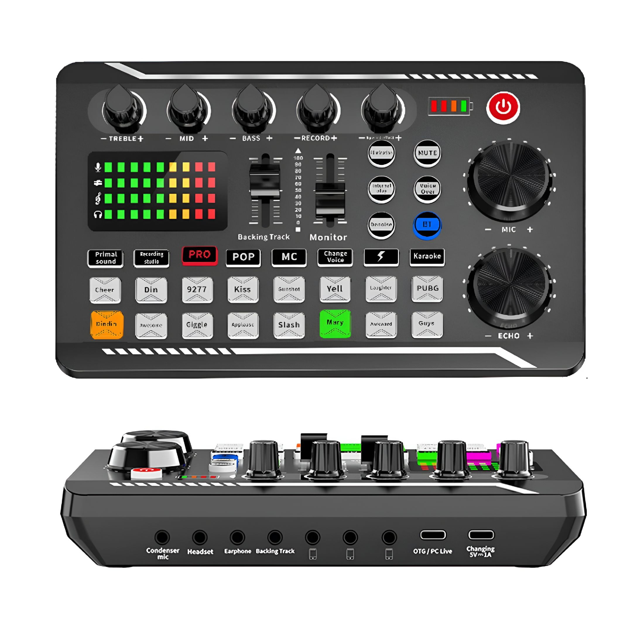 GJX Gaming Audio Mixer, Streaming Mixer with Audio Interface SoundBoard ...
