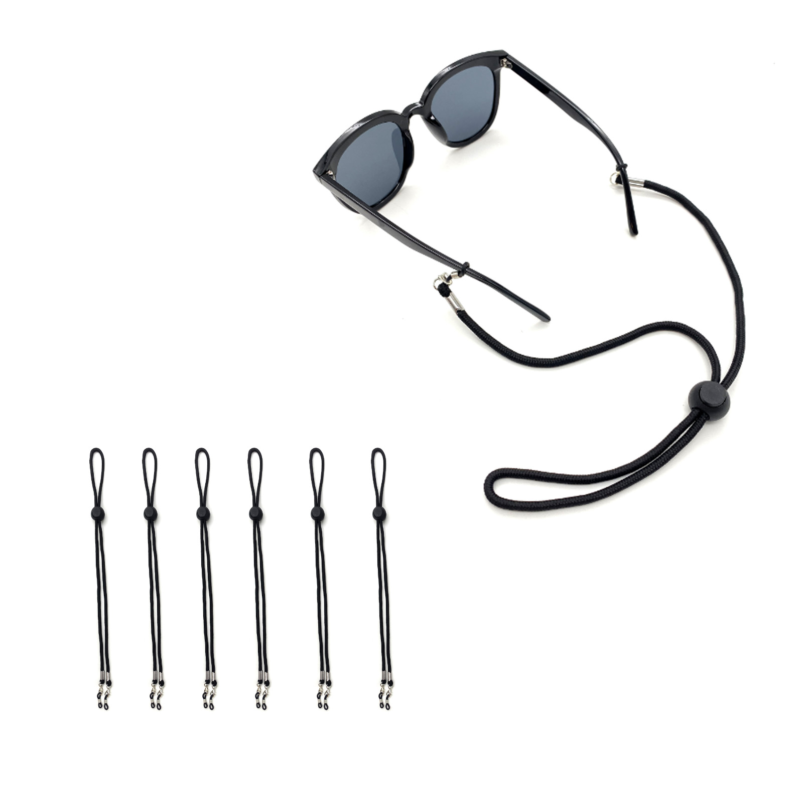 GJX Glasses Strap Adjustable Eyeglasses Strap Black Glasses Chain for ...