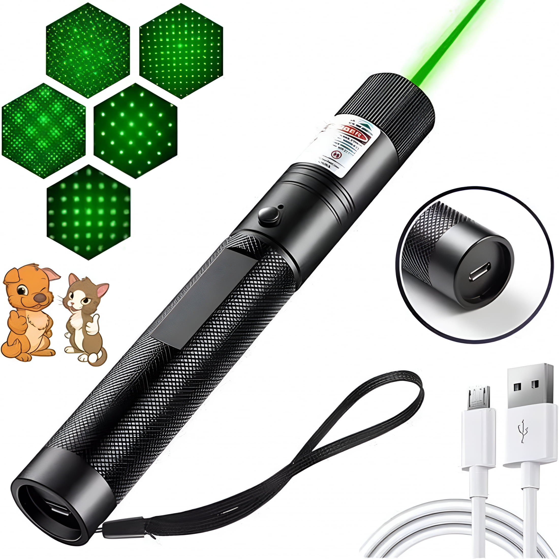 GJX Green Laser Pointer,USB Charging Built-in Battery Torch,Green Laser ...