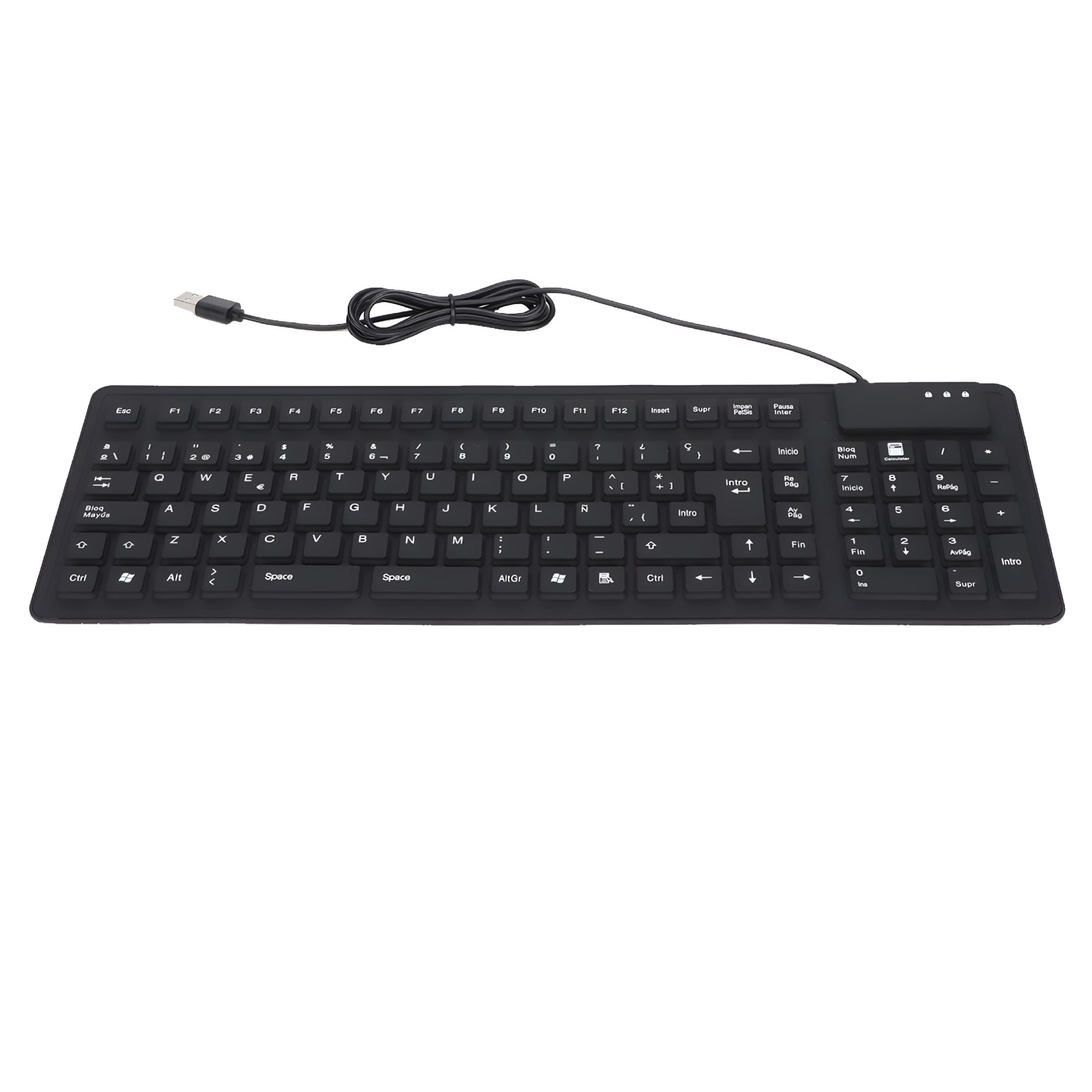 GJX Keyboard 105 Key Spanish USB Wired Portable Foldable Quiet ...
