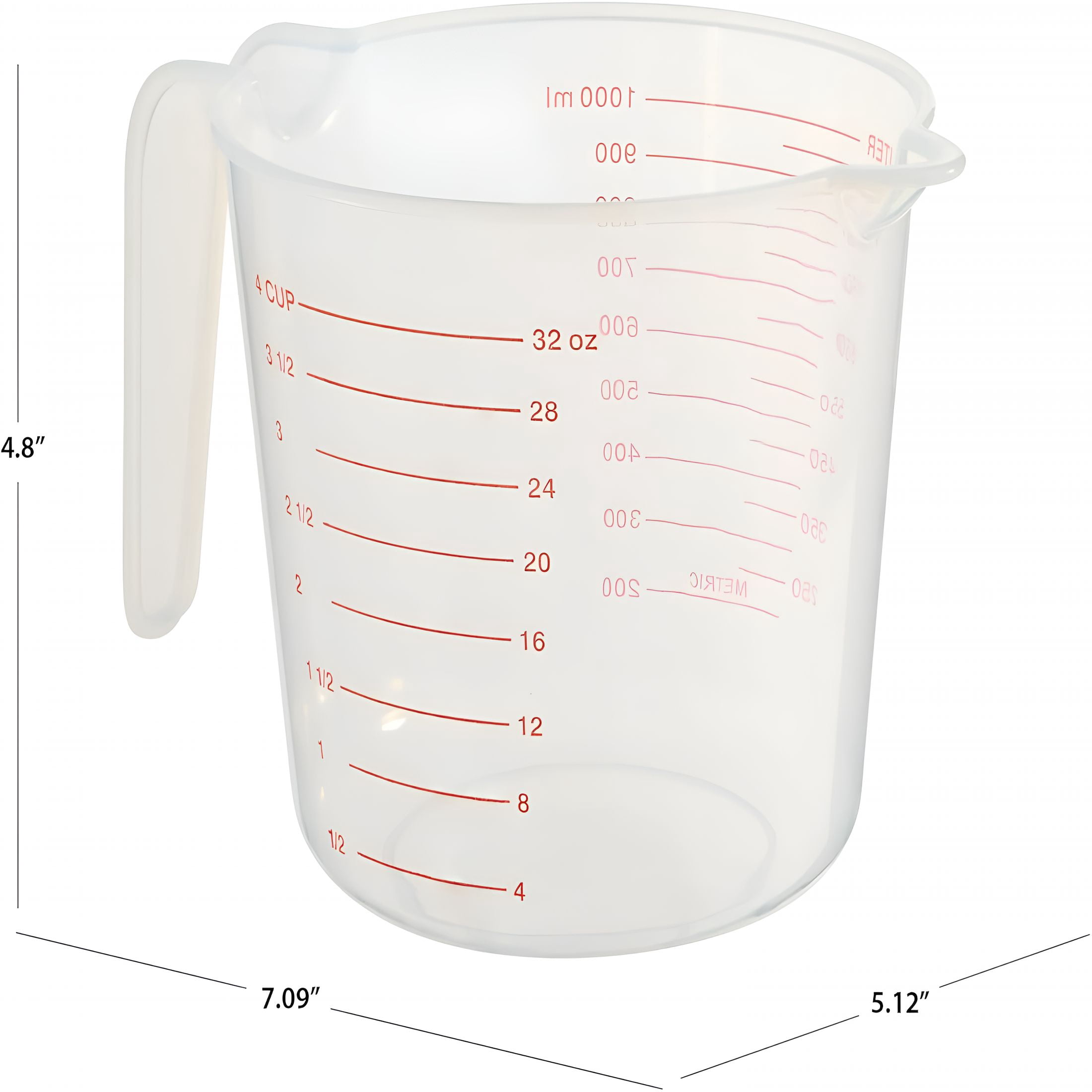 GJX Kitchen Measuring Cup,4-Cup/32Oz Capacity,Clear Bpa-Free Plastic ...