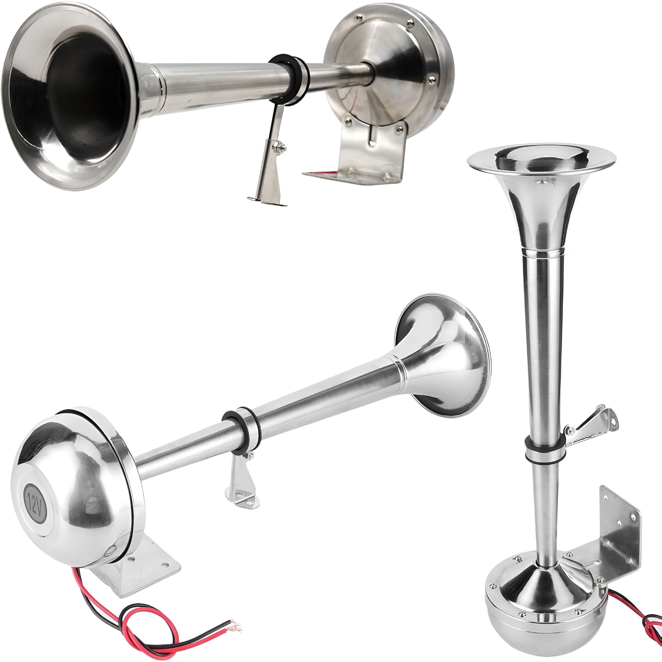 GJX Marine Boat Pontoon Horn, 12V 24V 125dB Stainless Steel Waterproof ...