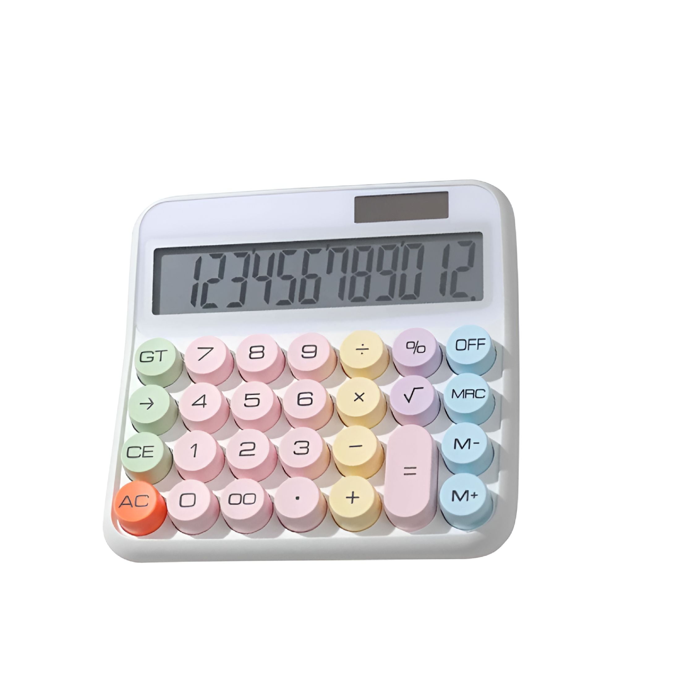 GJX Mechanical Calculator 12 Digit Extra Large LCD Display,Battery Desk ...