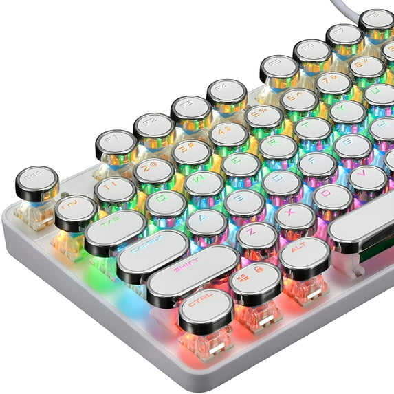 GJX Mechanical Gaming Keyboard Typewriter Style with RGB LED Rainbow ...