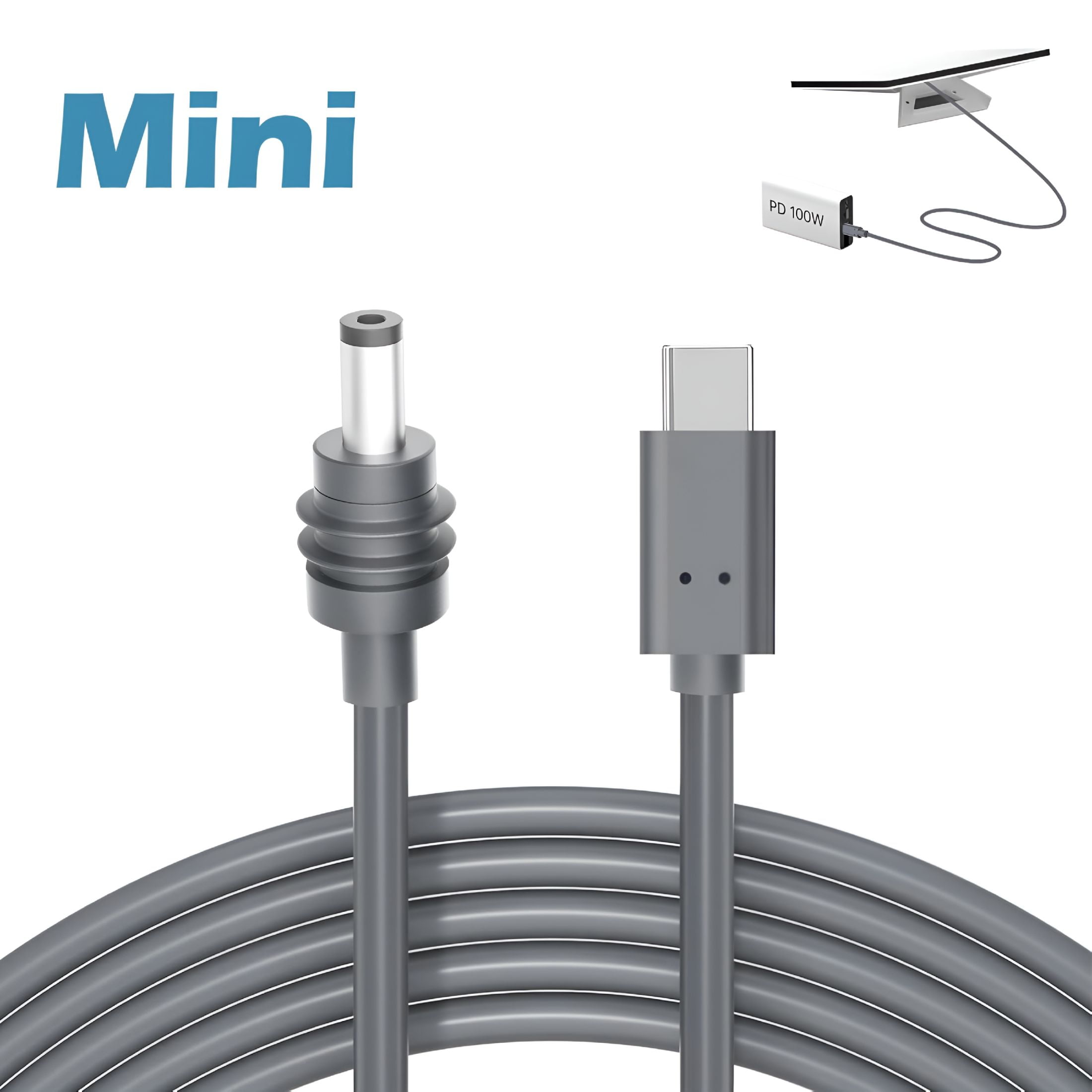GJX Mini USB C to DC Power Cable 6.6FT, USB Type-C Input to Waterproof Barrel Jack Charging Cord ...