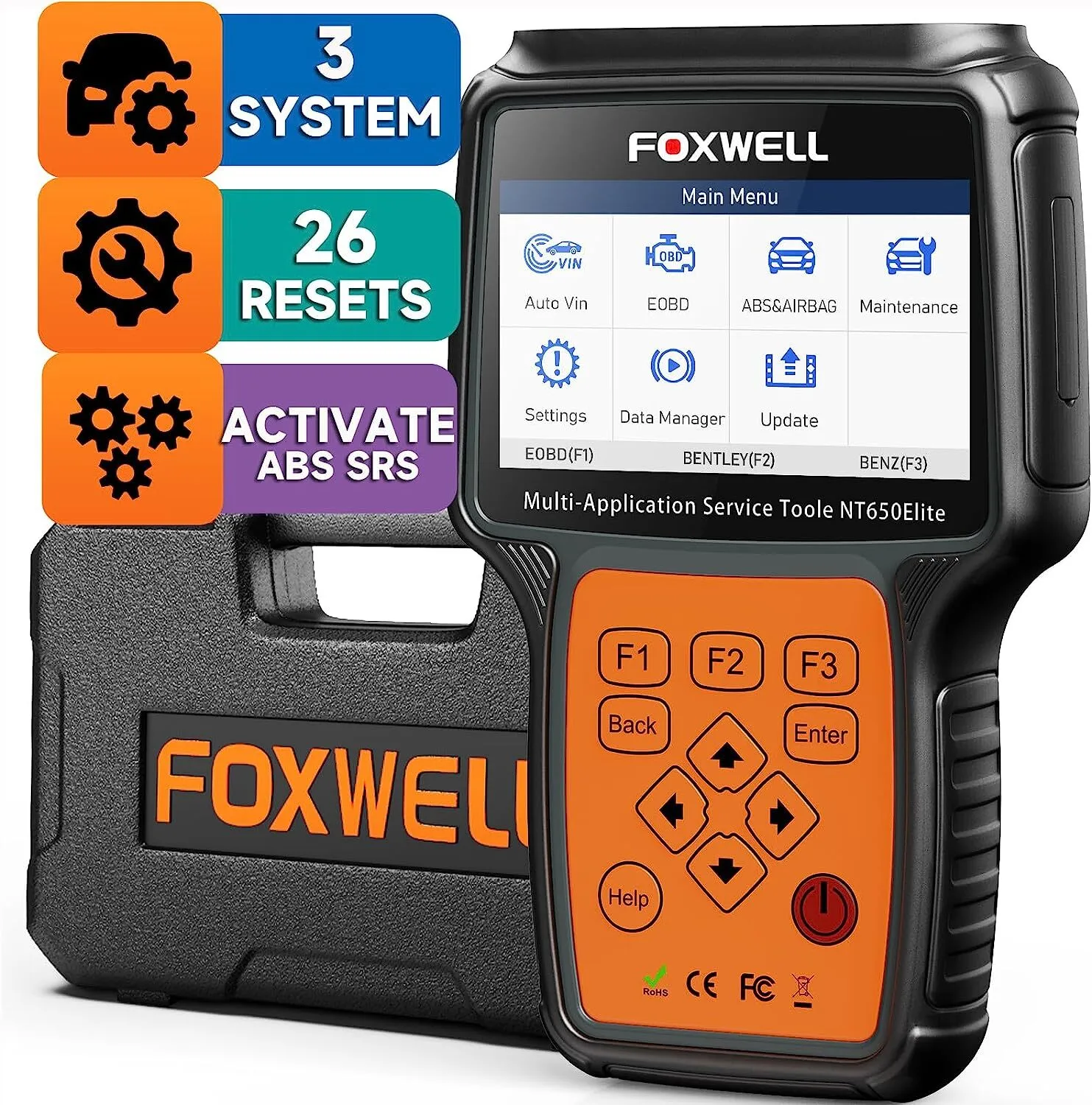 GJX NT650 Elite Car Scanner ABS SRS Engine Diagnostic Scan Tool Oil ...