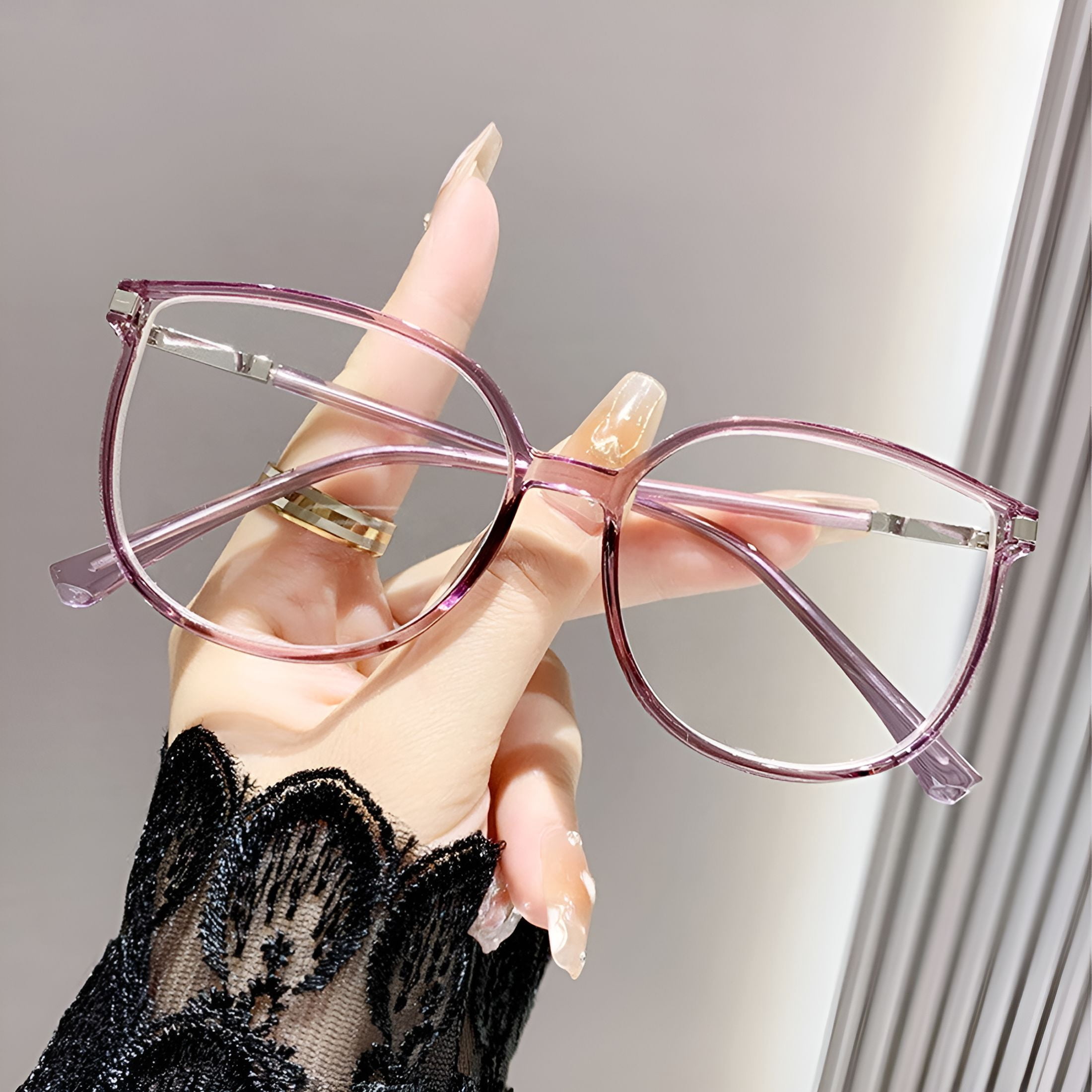 GJX Oversized Anti-Blue Light Bling Women Purple Reading Glasses 4.00 ...