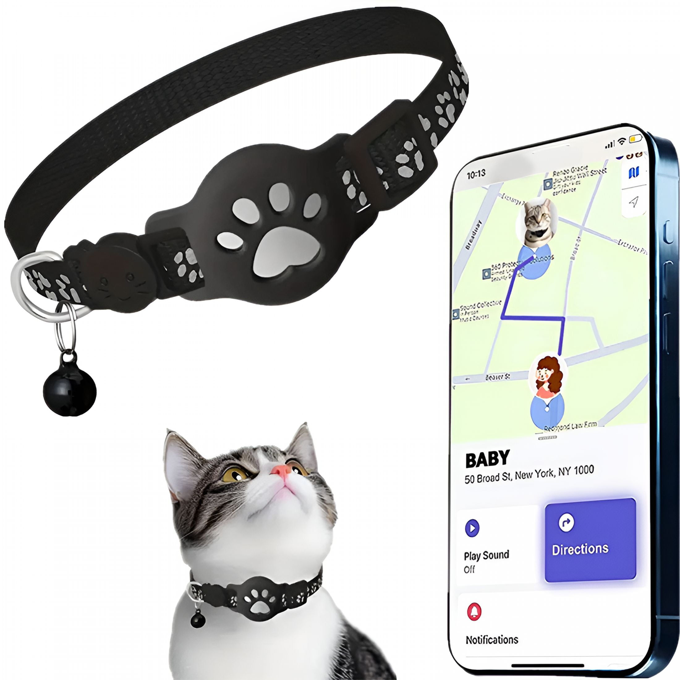 GJX Pet Tracker Collar for Cats Waterproof No Monthly Fee Advanced ...