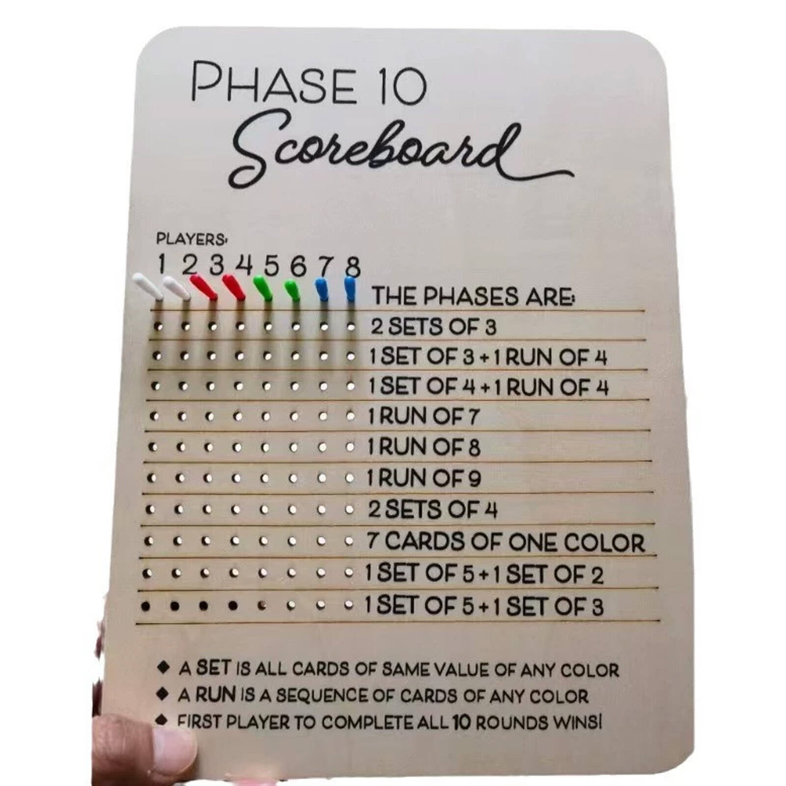 GJX Phase Card Game Easy-To-Read Scoreboard Scoreboard Enables Group ...