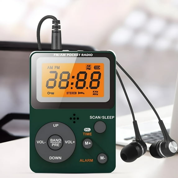 GJX Portable AM FM Radio with Stereo Earphone, Battery Operated Radio ...