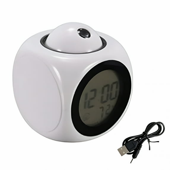 GJX Projection Alarm Clock for Bedrooms Digital Voice Report Alarm ...