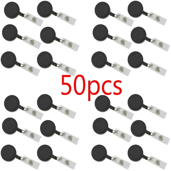 GJX Retractable Badge Reels,50 Pack Badge Clips Holder for Name ID Card ...