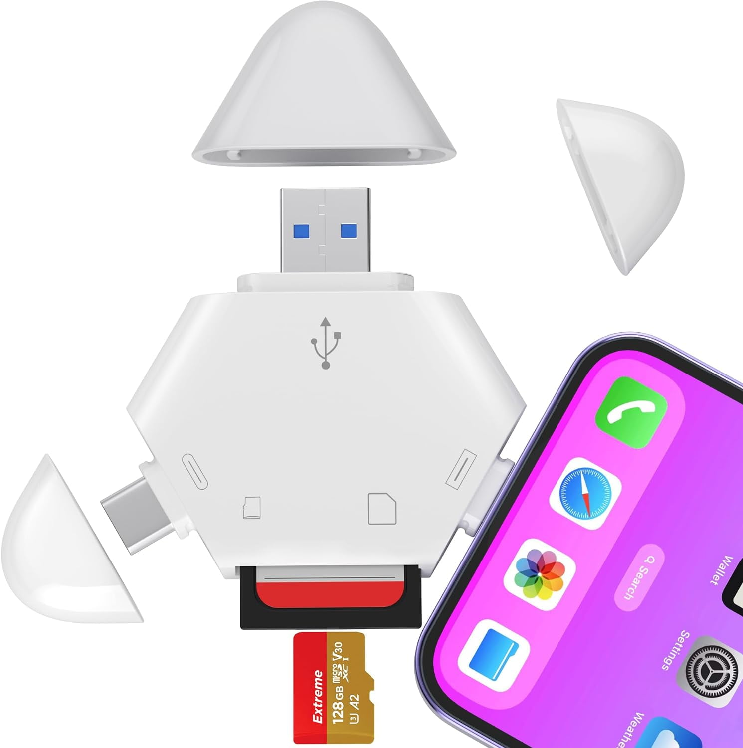 SD Card Reader for iPhone, Triangle USB C Memory Card Reader for iPhone ...