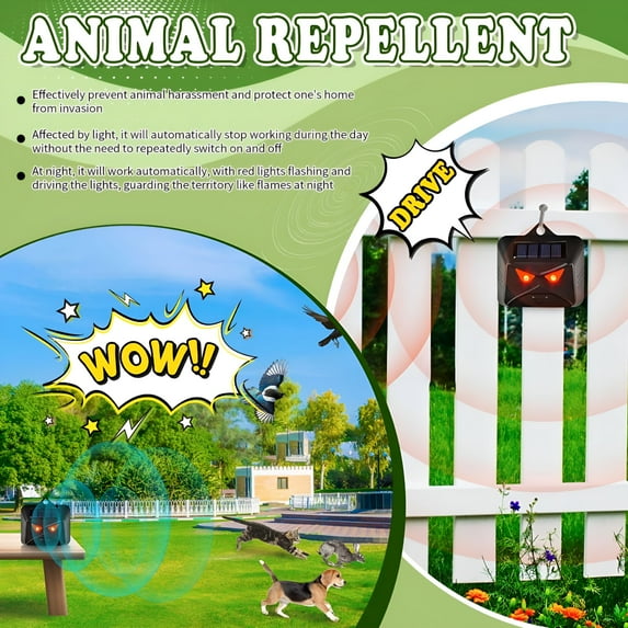 GJX Solar Powered Animal Repeller,Predator Eye Animal Deterrent Devices ...