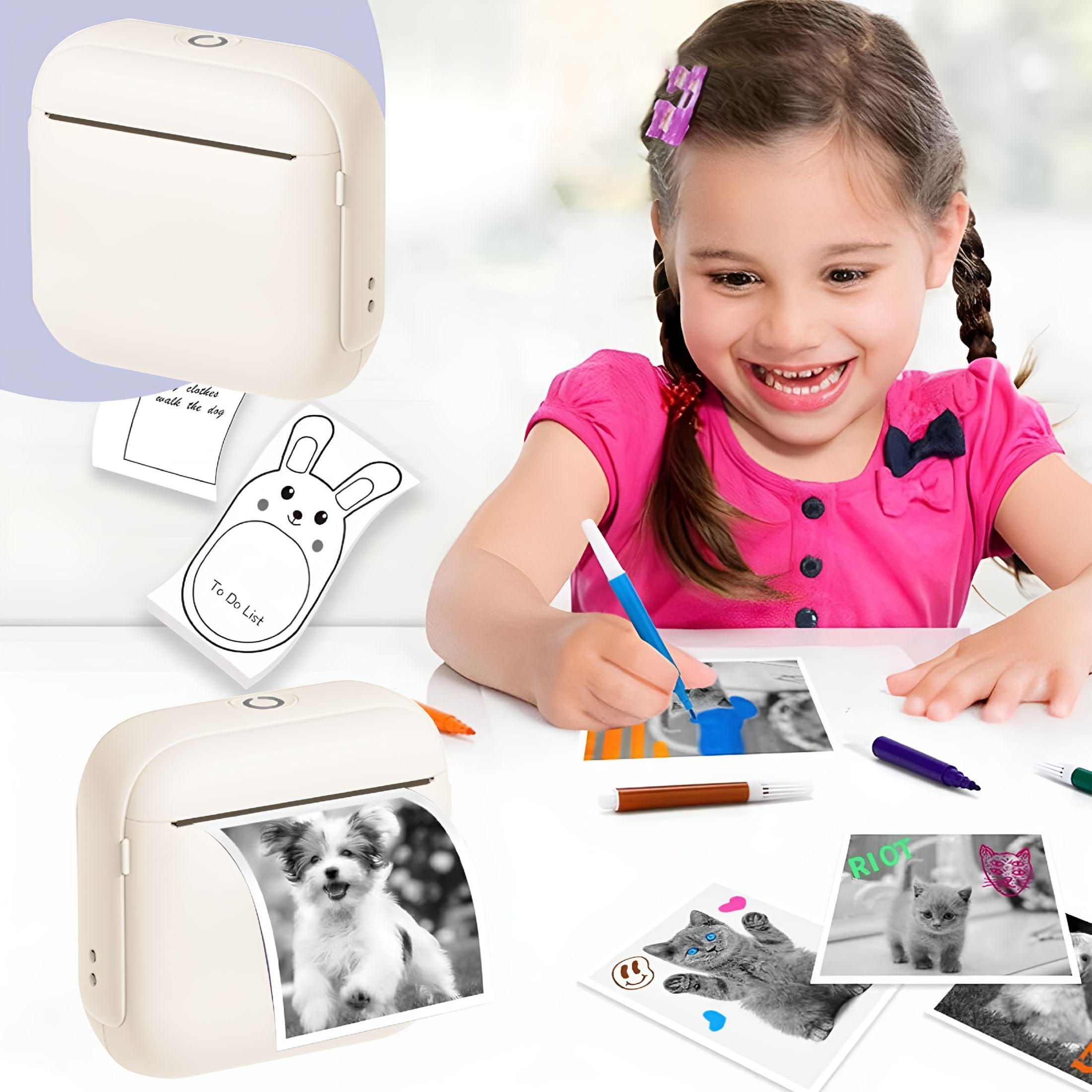 GJX Sticker Maker Machine (Beige),Pocket Printers Thermal Label ...