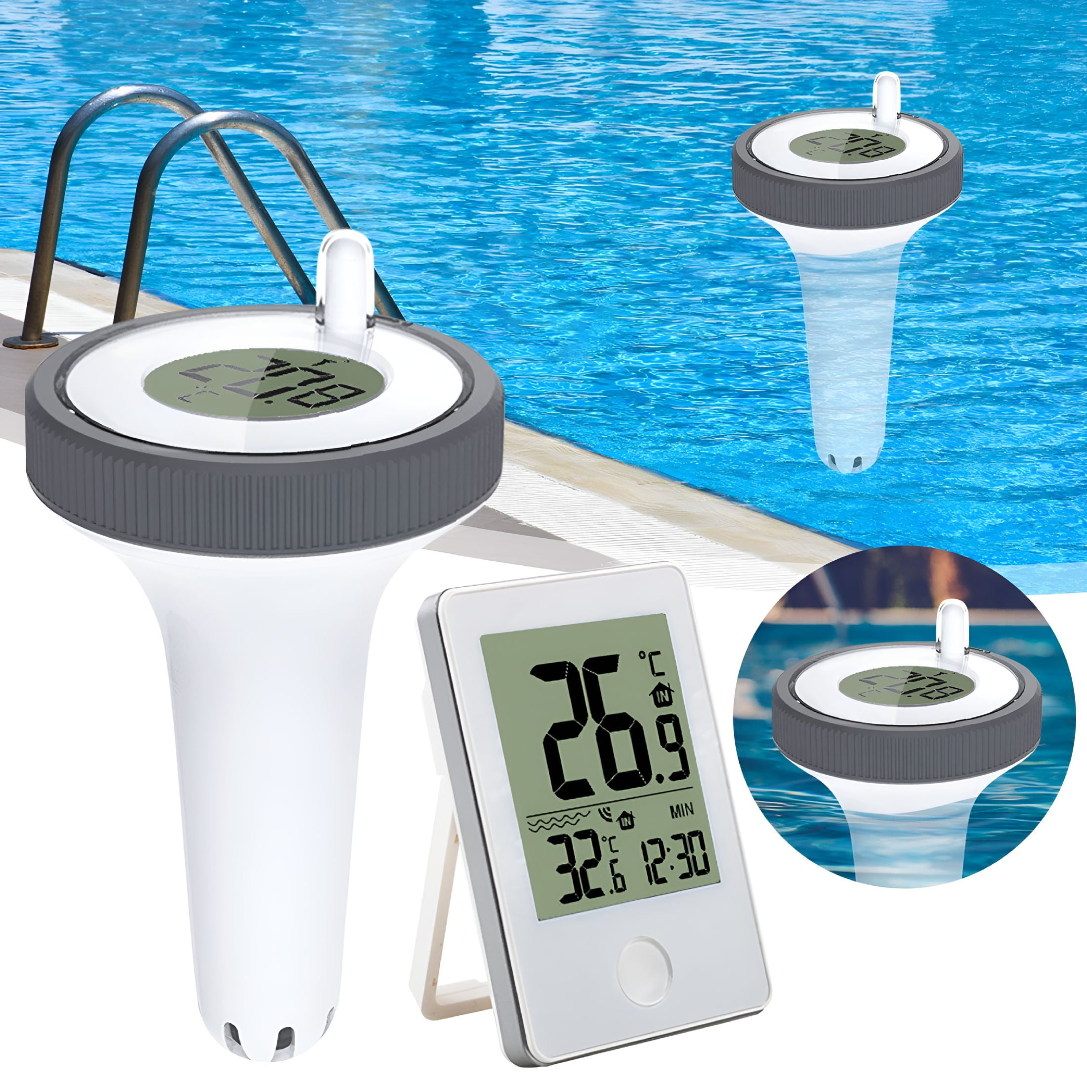 GJX Thermometer,Pool Floating Easy Read with Indoor Temperature ...