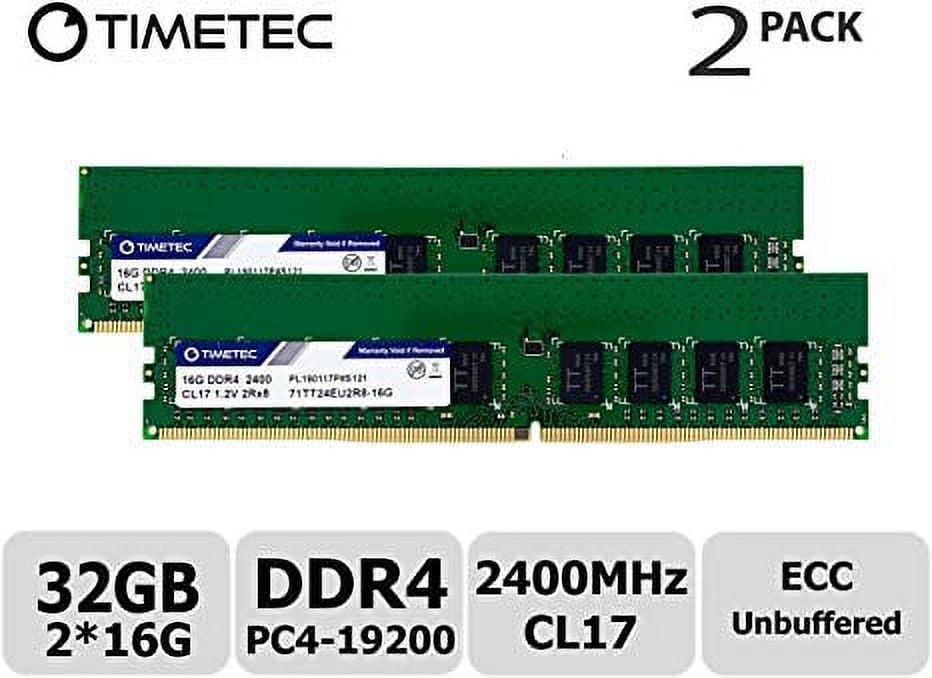 GJX Timetec Hynix IC 32GB KIT (2x16GB) DDR4 2400MHz PC4-19200 Unbuffered ECC 1.2V CL17 2Rx8 Dual ...