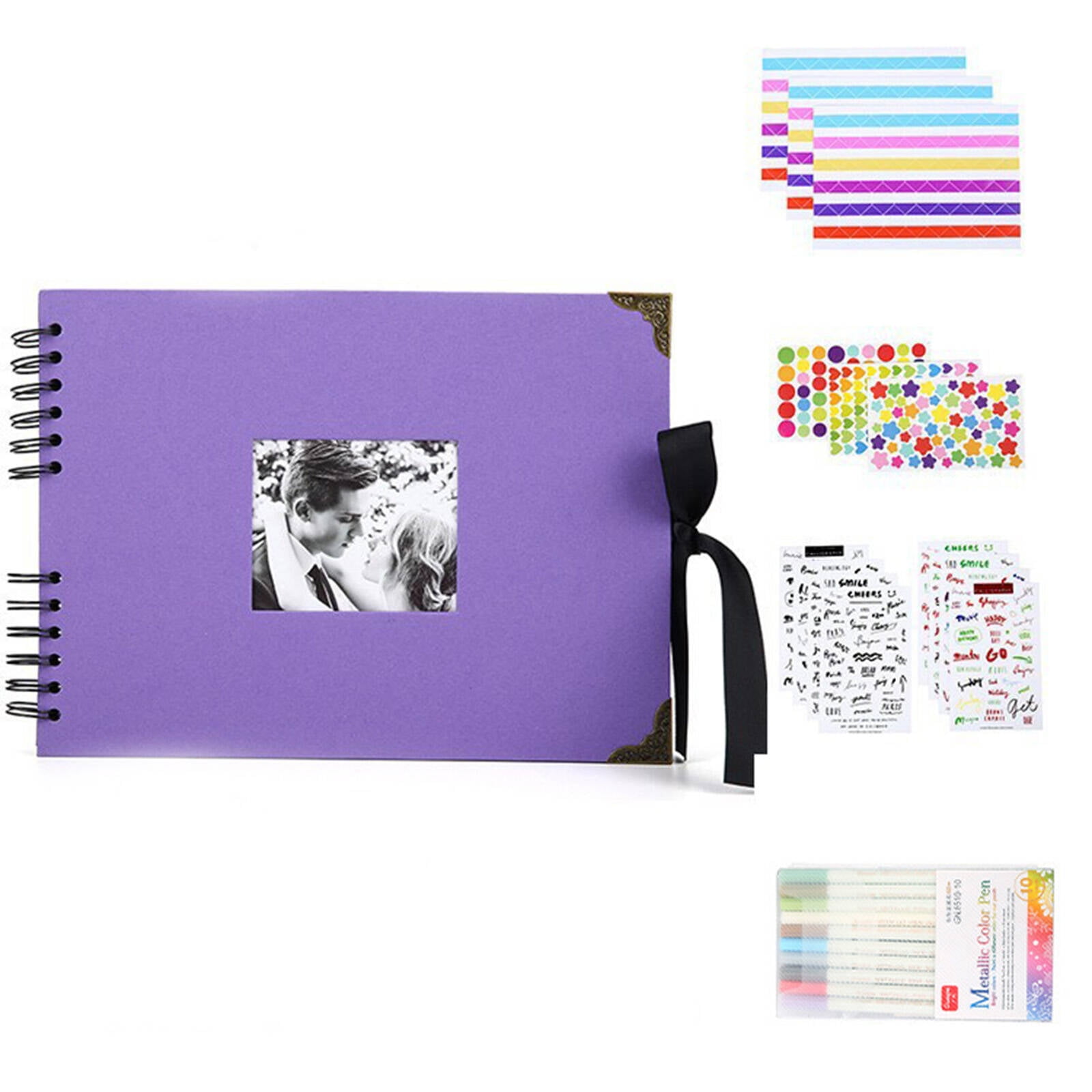 CCOCC Scrapbook,40 Sheets of 250G Black Cardstock Scrapbook Album ...