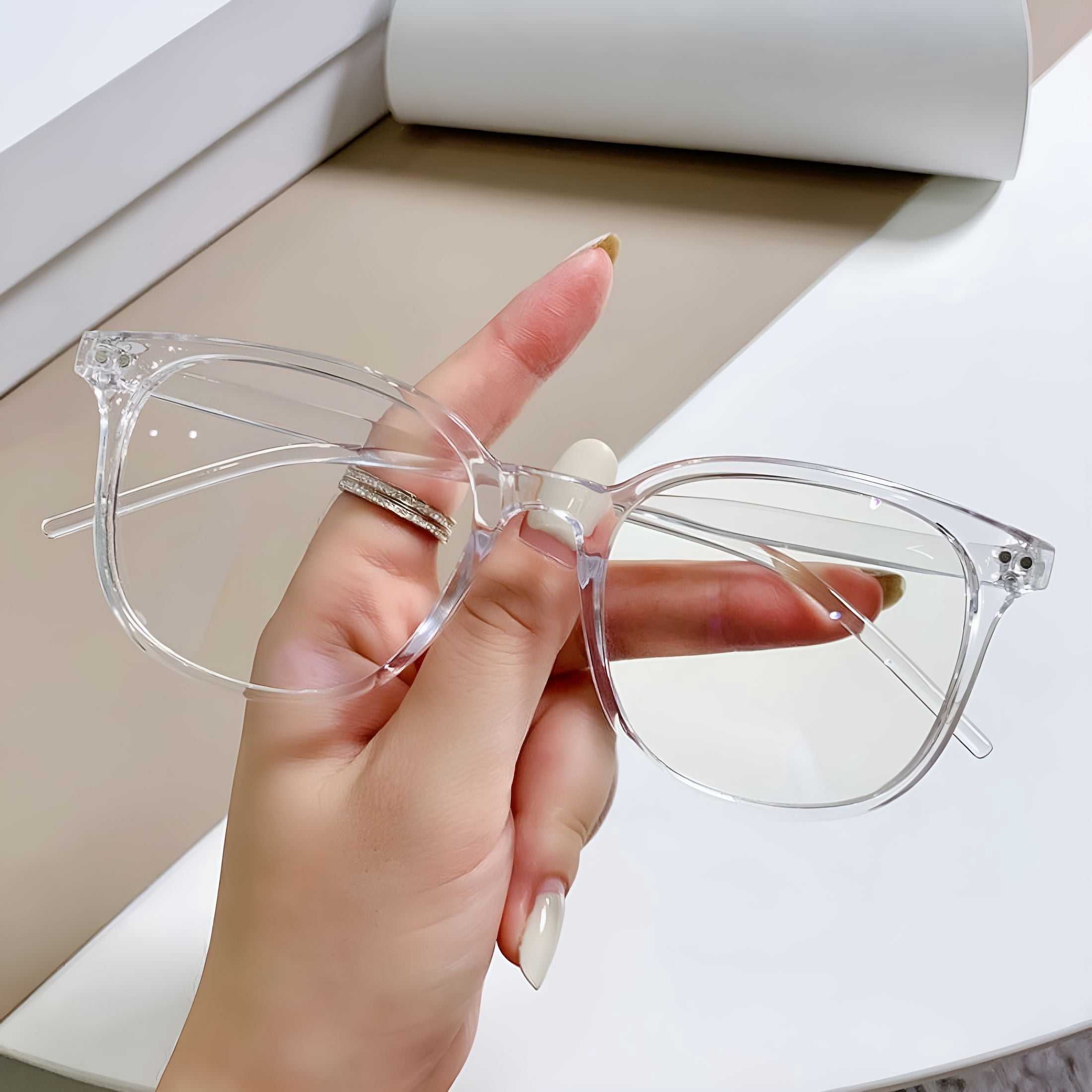 GJX Transparent Computer Glasses Frame Women Men Anti Blue Light Square ...
