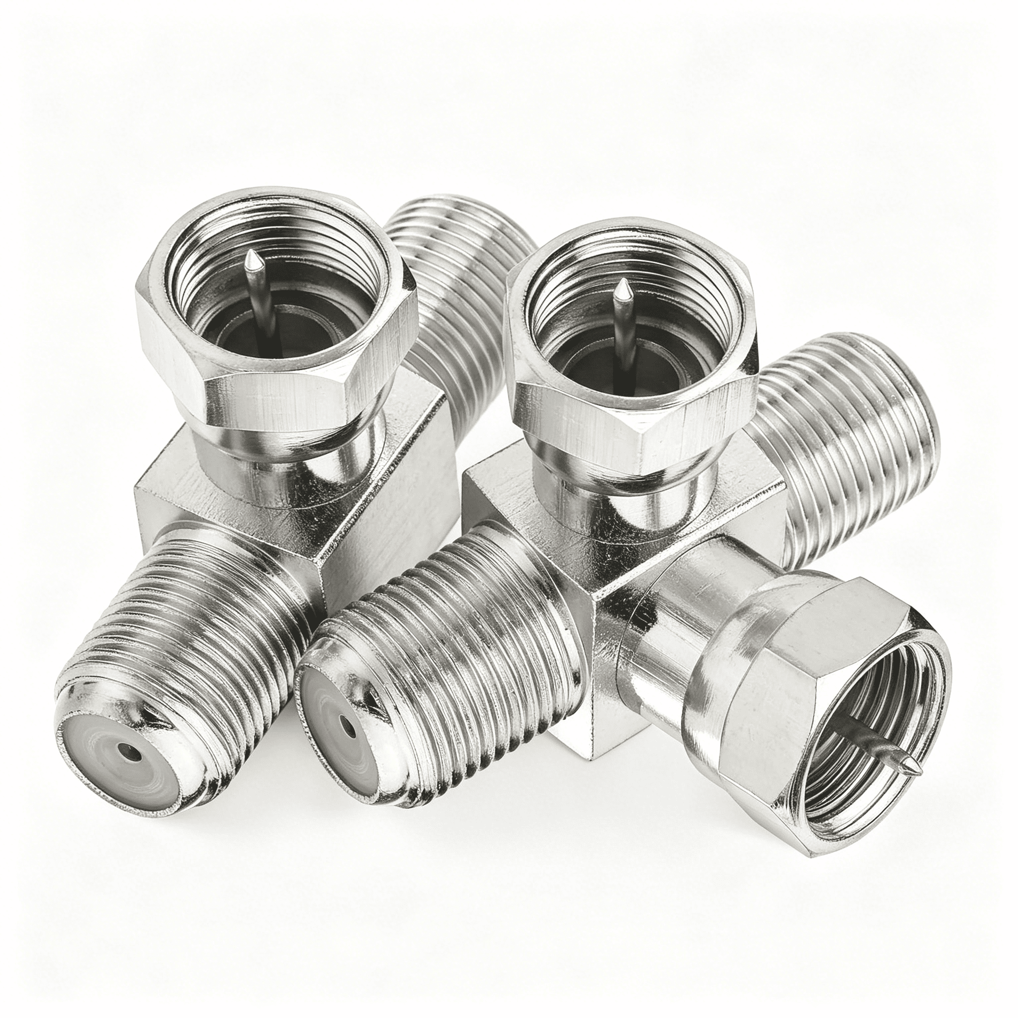 GJX Type Splitter 3 Way Connector F Male to Dual F Female Coaxial ...