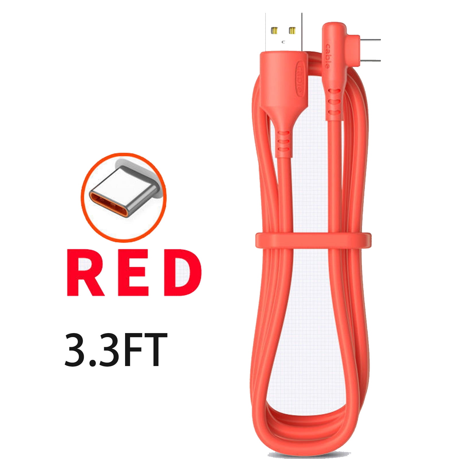GJX USB C Cable,3.3FT USB to USB C Cable,66W Super Fast Charging,Red ...