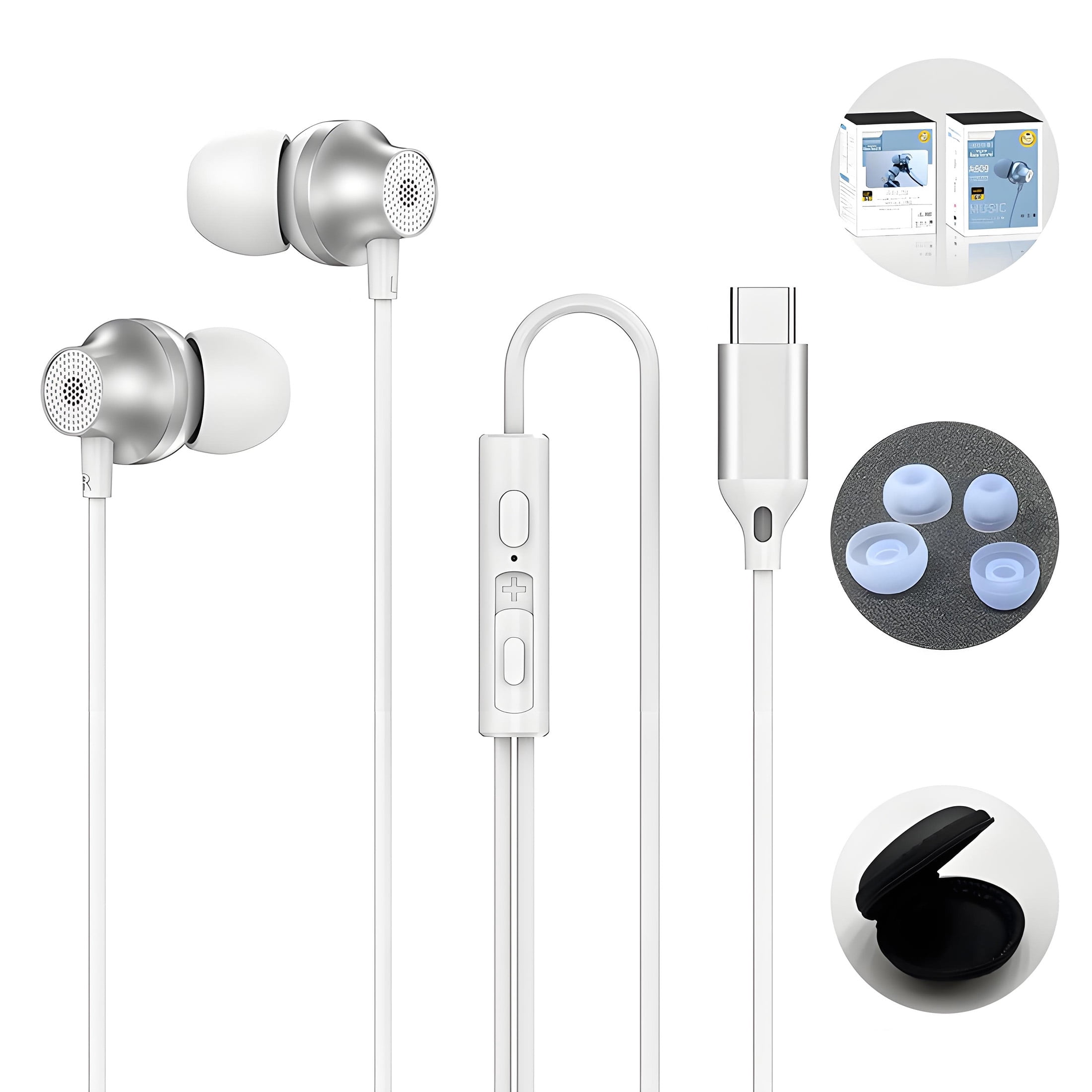 GJX USB C Wired Earbuds,Bass Boost Earphones with Mic,Noise Canceling ...