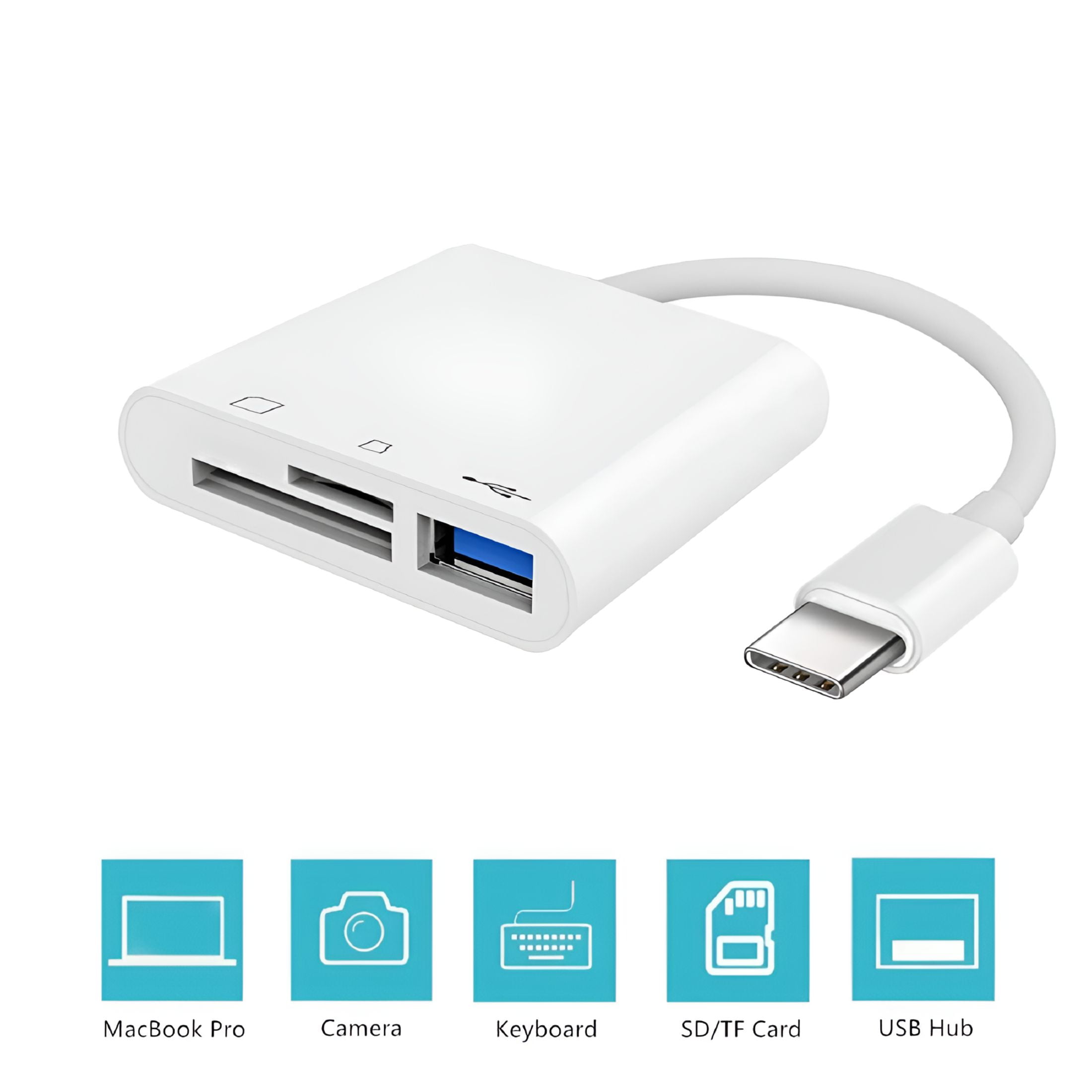 GJX USB C to SD Card Reader with USB 3.0 Thunderbolt, 3 in 1 USB-C to ...
