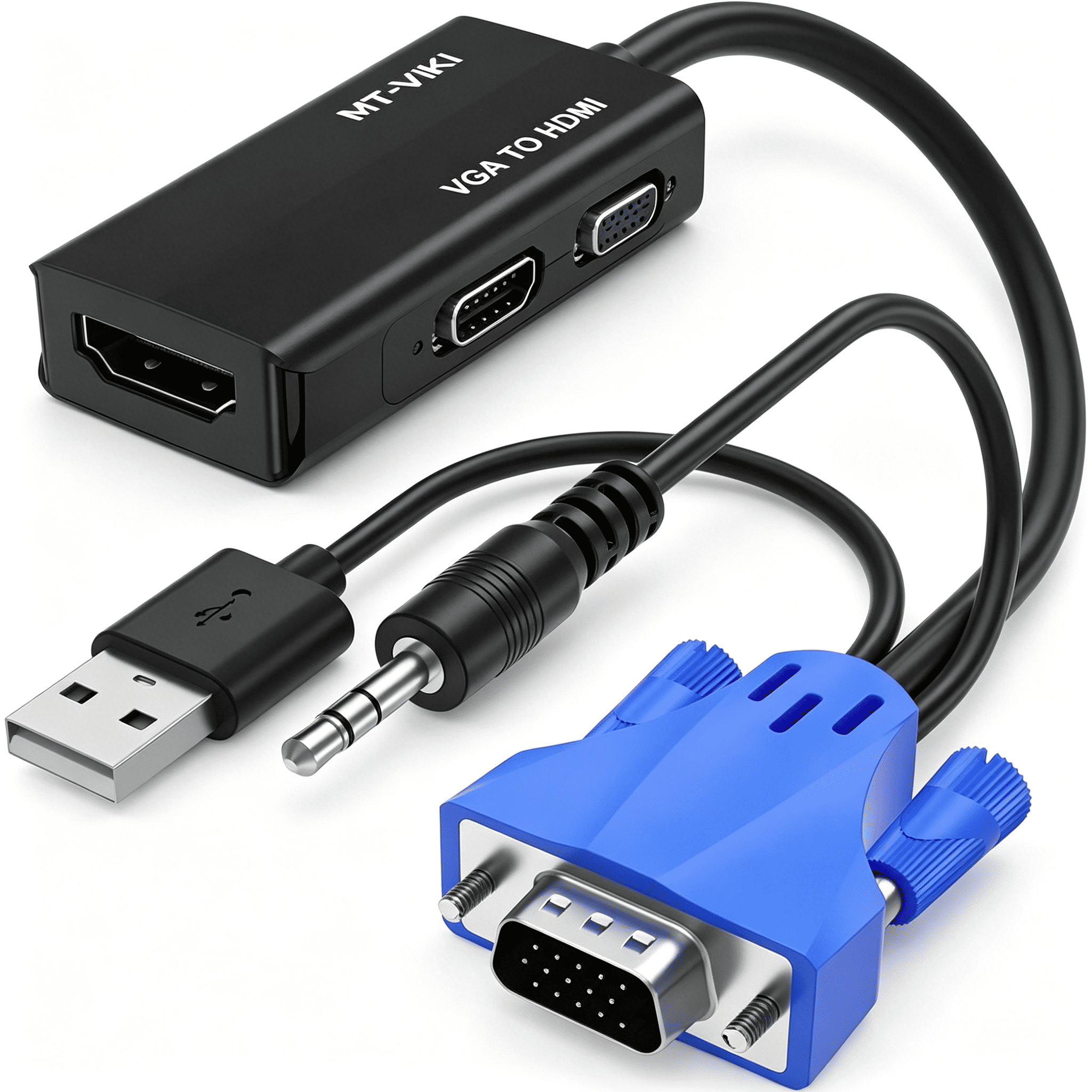 GJX VGA to Adapter 【Uni-Directional】,1080P Converter with Audio+USB ...