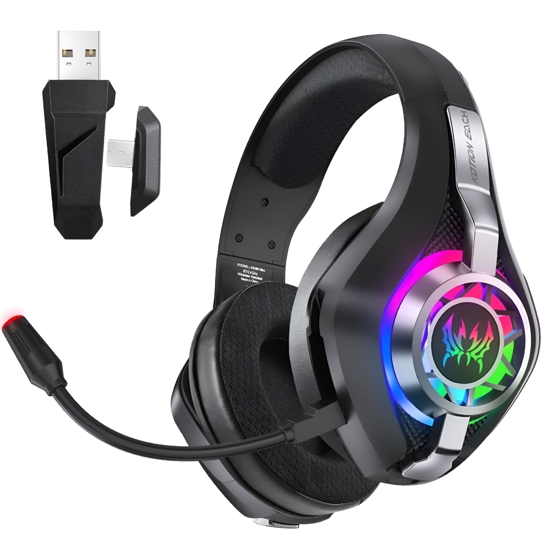 GJX Wireless Gaming Headset for Ps5/Ps4/Pc/Switch/Mac, Over-Ear ...