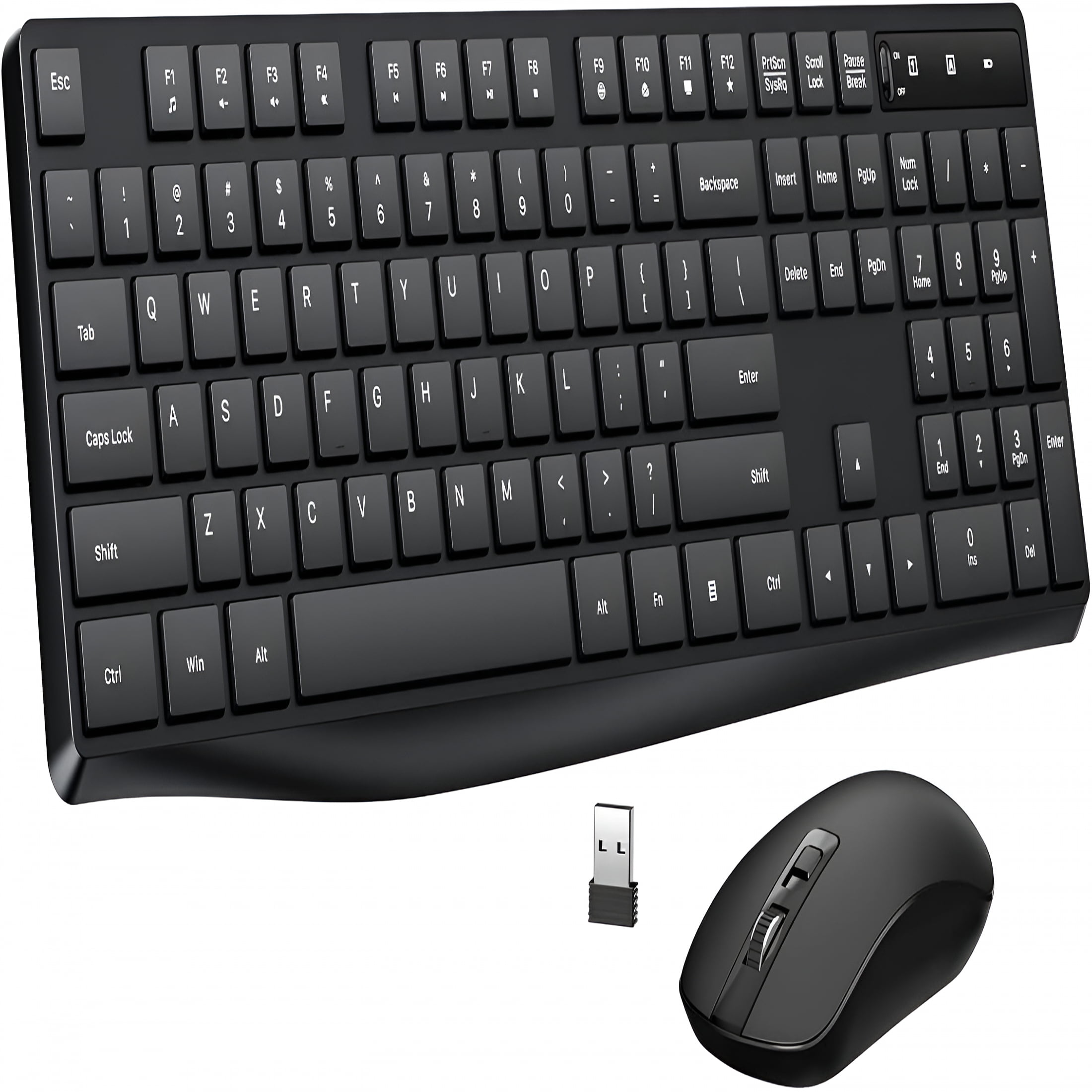 GJX Wireless Keyboard And Mouse Combo, Full-Sized Ergonomic Keyboard ...