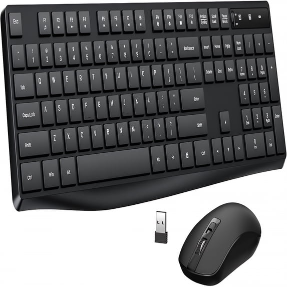 GJX Wireless Keyboard And Mouse Combo, Full-Sized Ergonomic Keyboard ...
