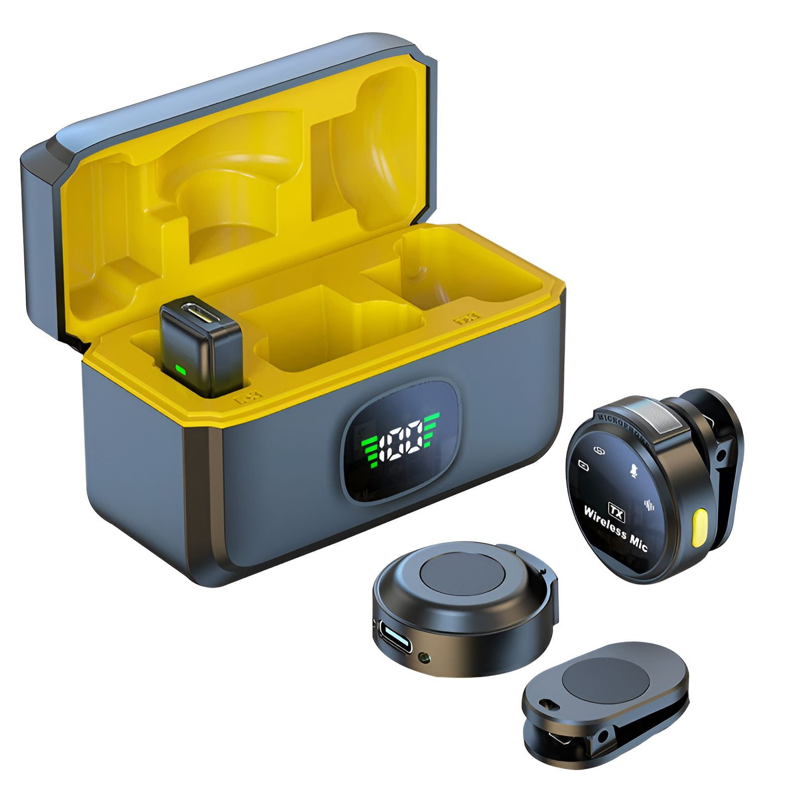 GJX Wireless Lavalier Microphone,Circular Magnetic Design Wireless ...