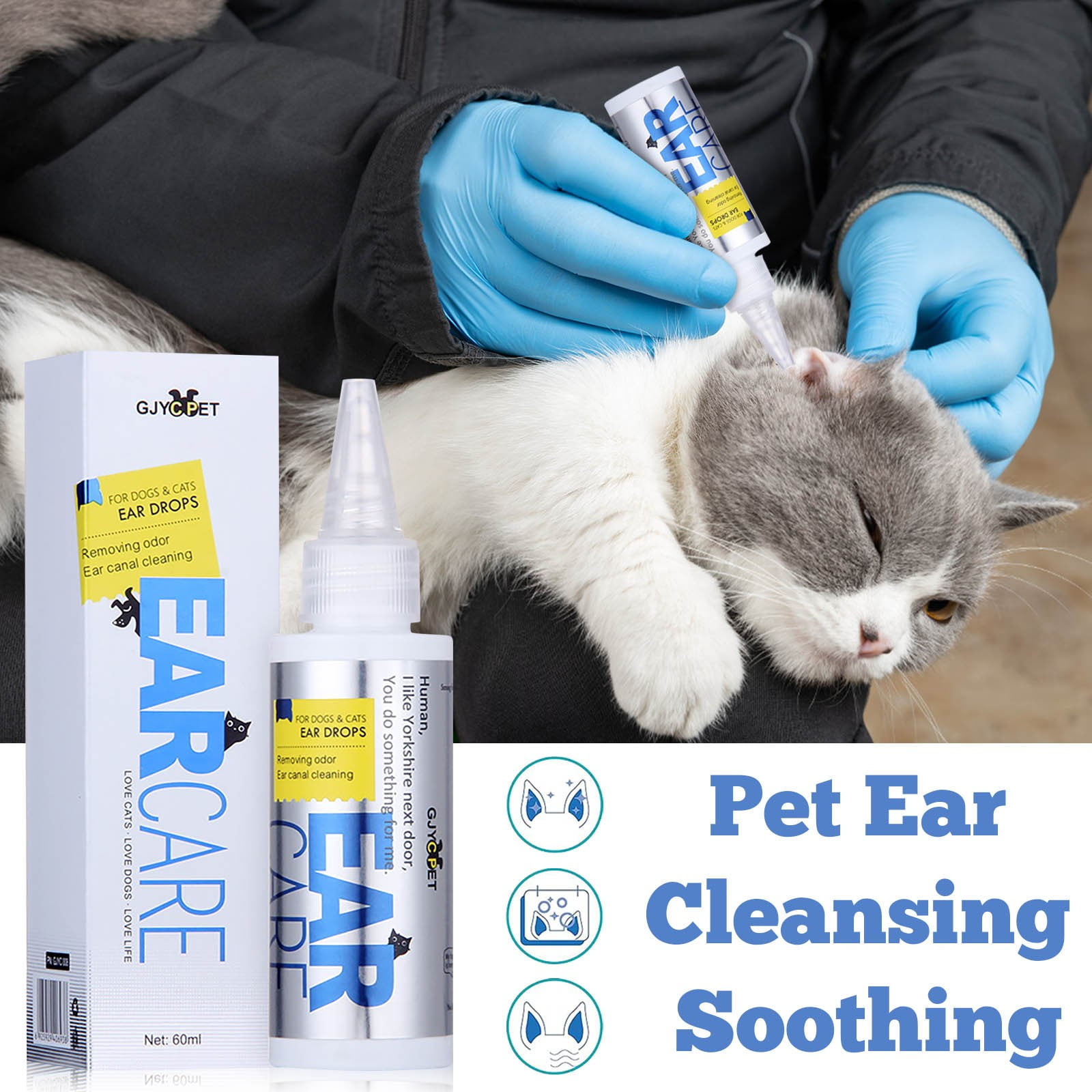 GJYCPET Ear Cleaner For Dogs And Cats Ear Powder Is Used To Infections ...